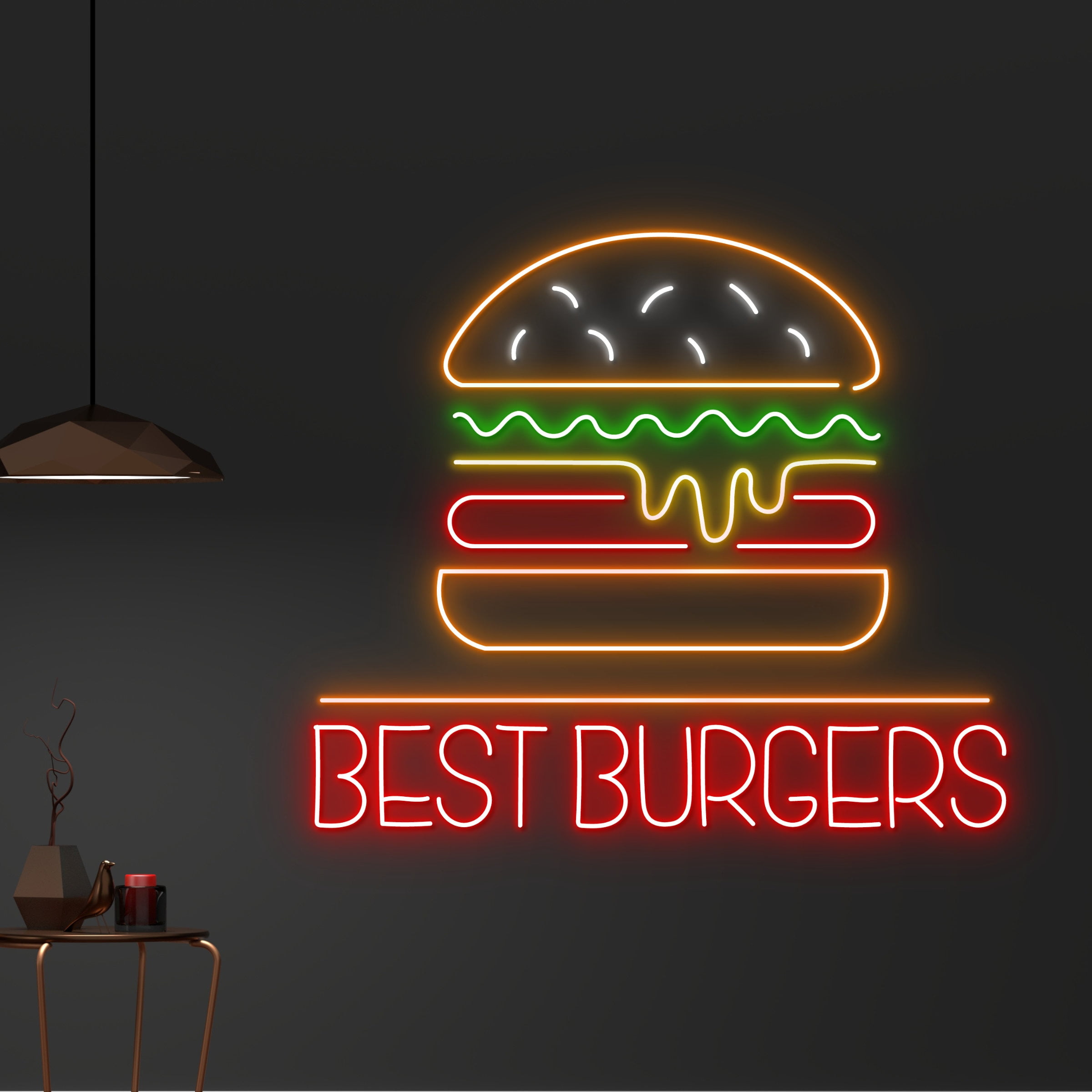 Handmadetneonsign Custom Best Burgers Neon Sign, Street Food Name LED ...