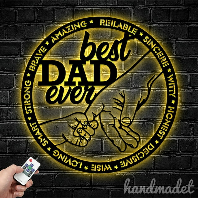 Handmadetneonsign Custom Best Dad Ever Metal Sign LED Light ...