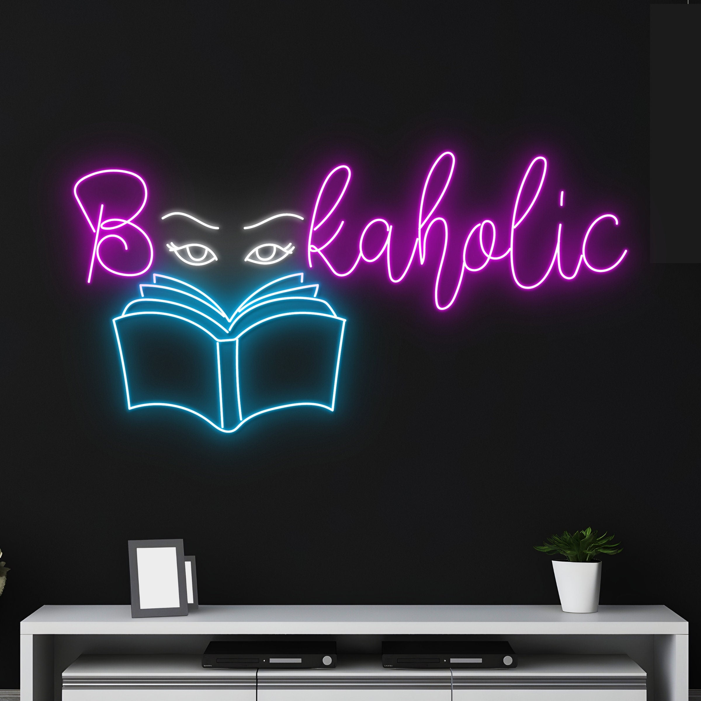 Handmadetneonsign Custom Bookaholic Neon Sign, Book Neon Light ...