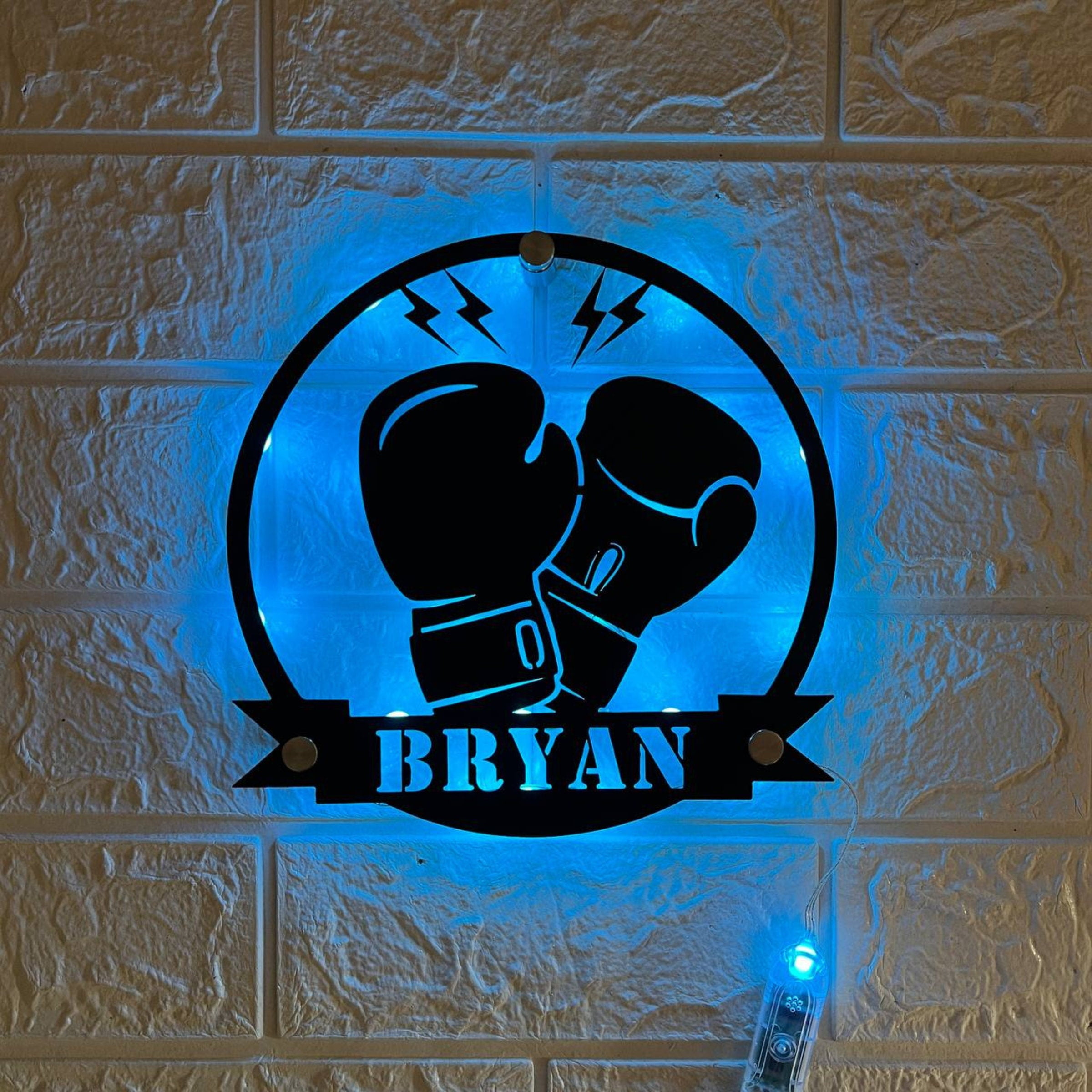 Handmadetneonsign Custom Boxing Gloves Metal Wall Art with LED Light ...