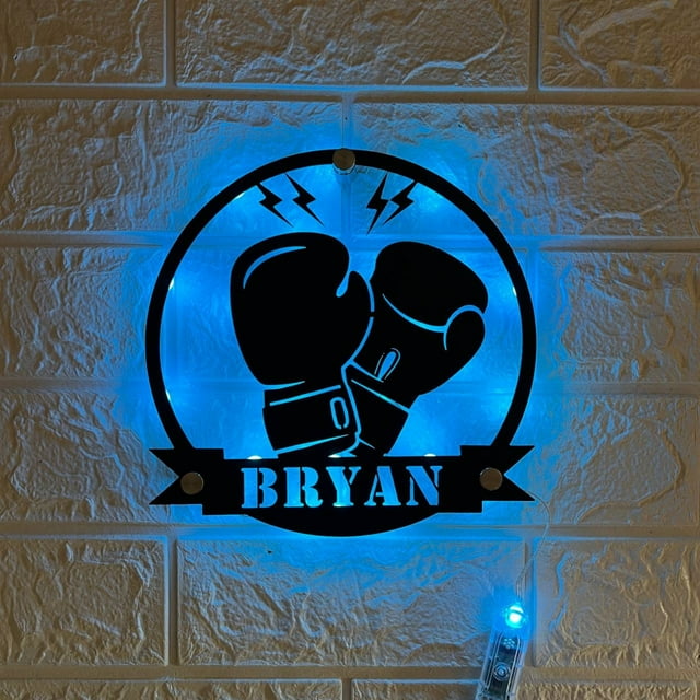 Handmadetneonsign Custom Boxing Gloves Metal Wall Art with LED Light ...