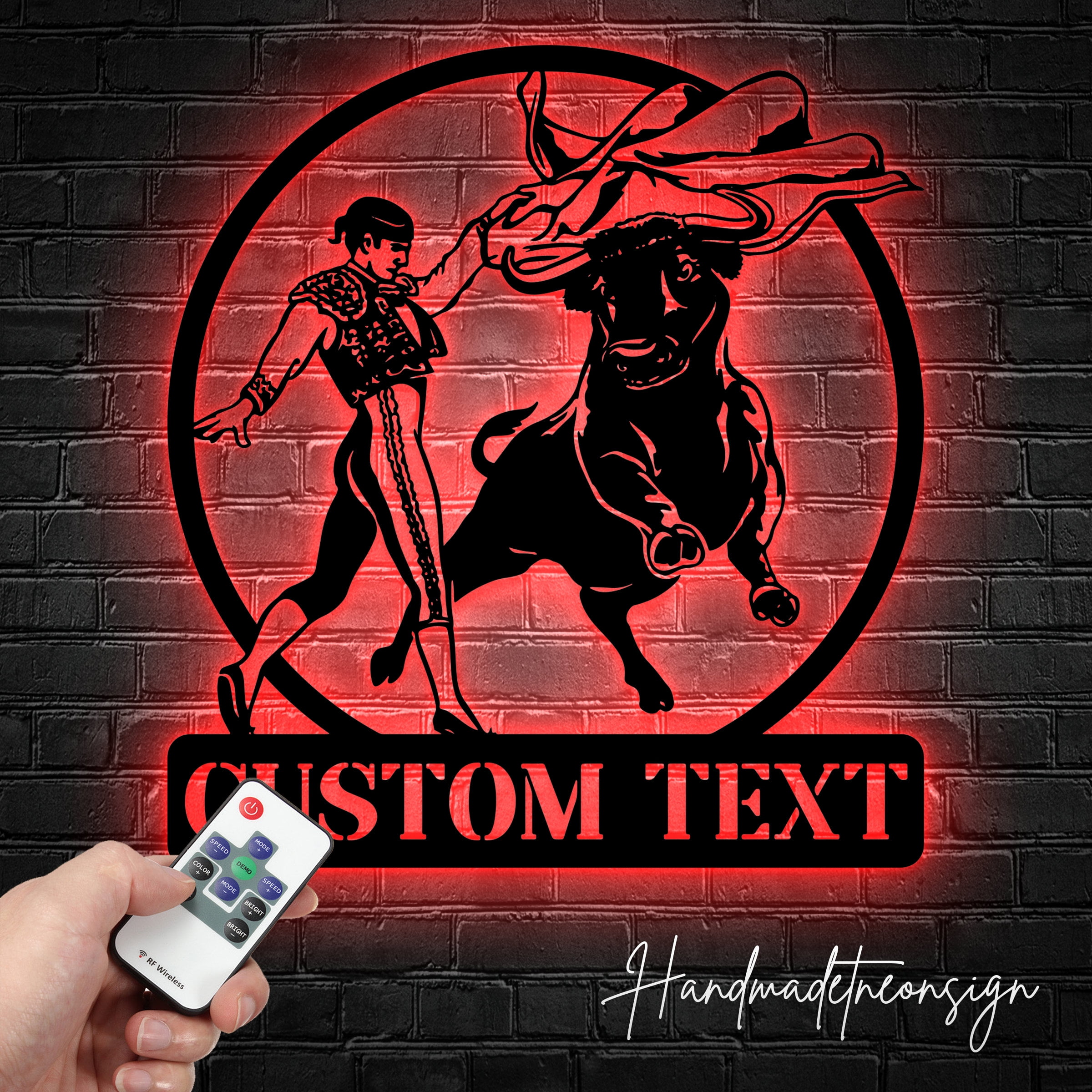 Handmadetneonsign Custom Bull Fighting Metal Wall Art LED Light ...