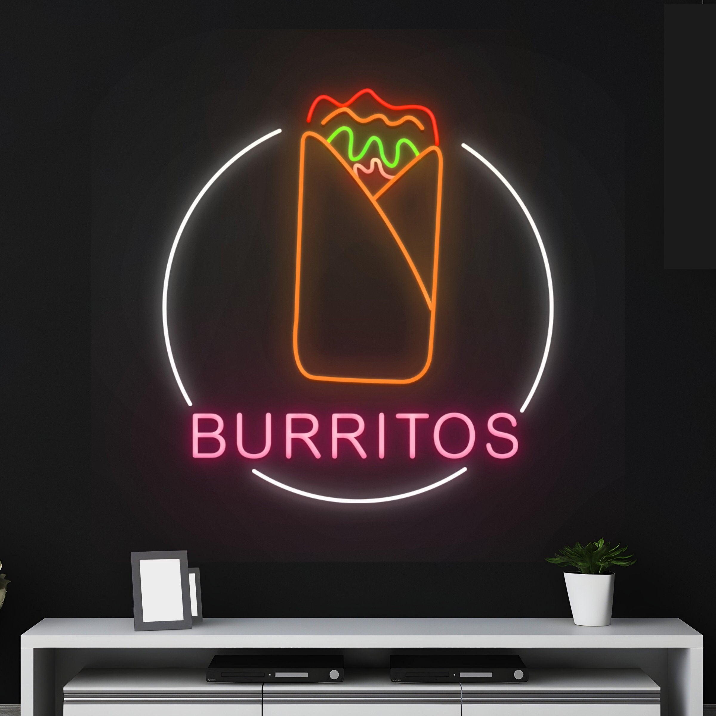 Handmadetneonsign Custom Burritos Neon Sign, Mexico Burrito LED Sign ...