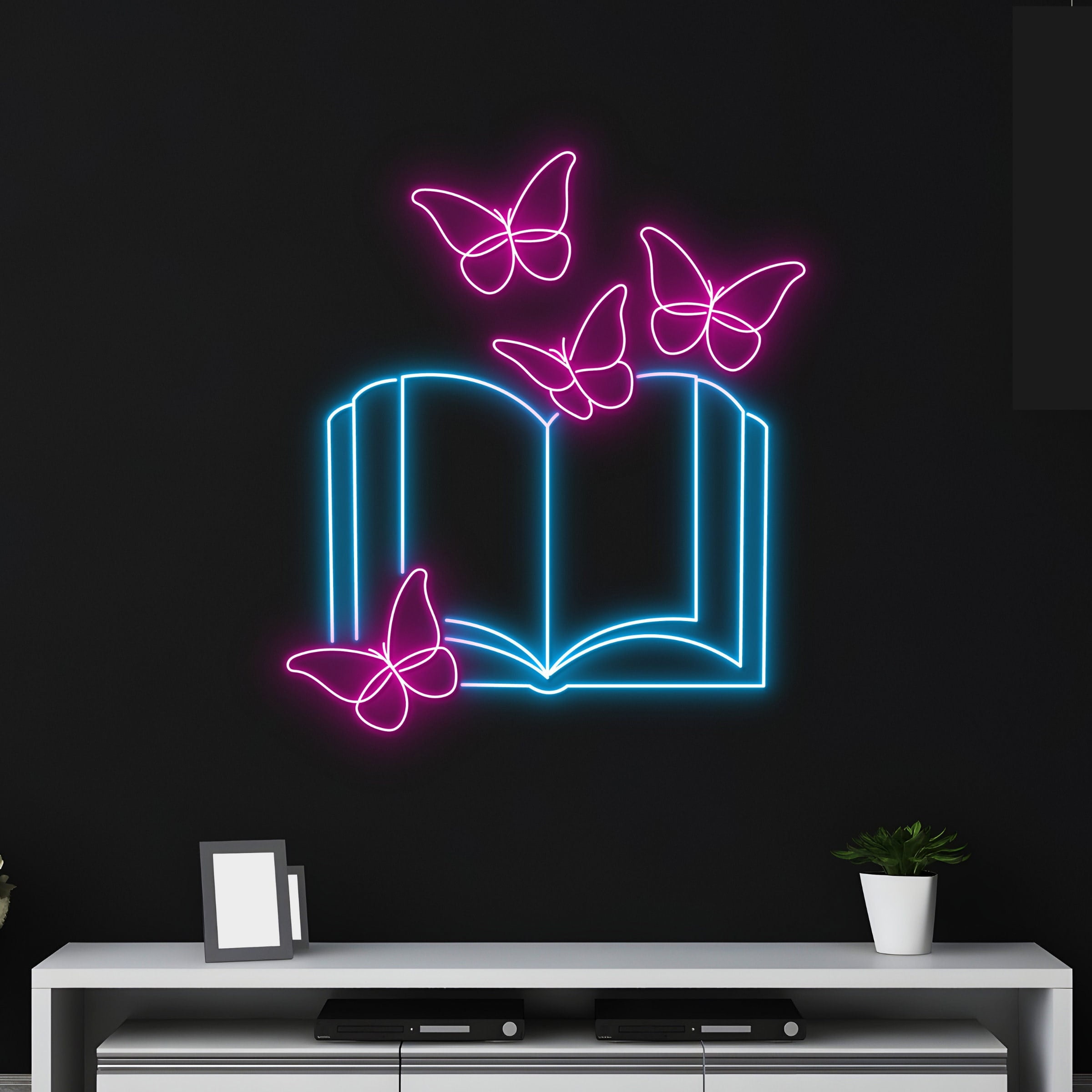Handmadetneonsign Custom Butterfly Book Neon Sign, Open Book LED Light ...