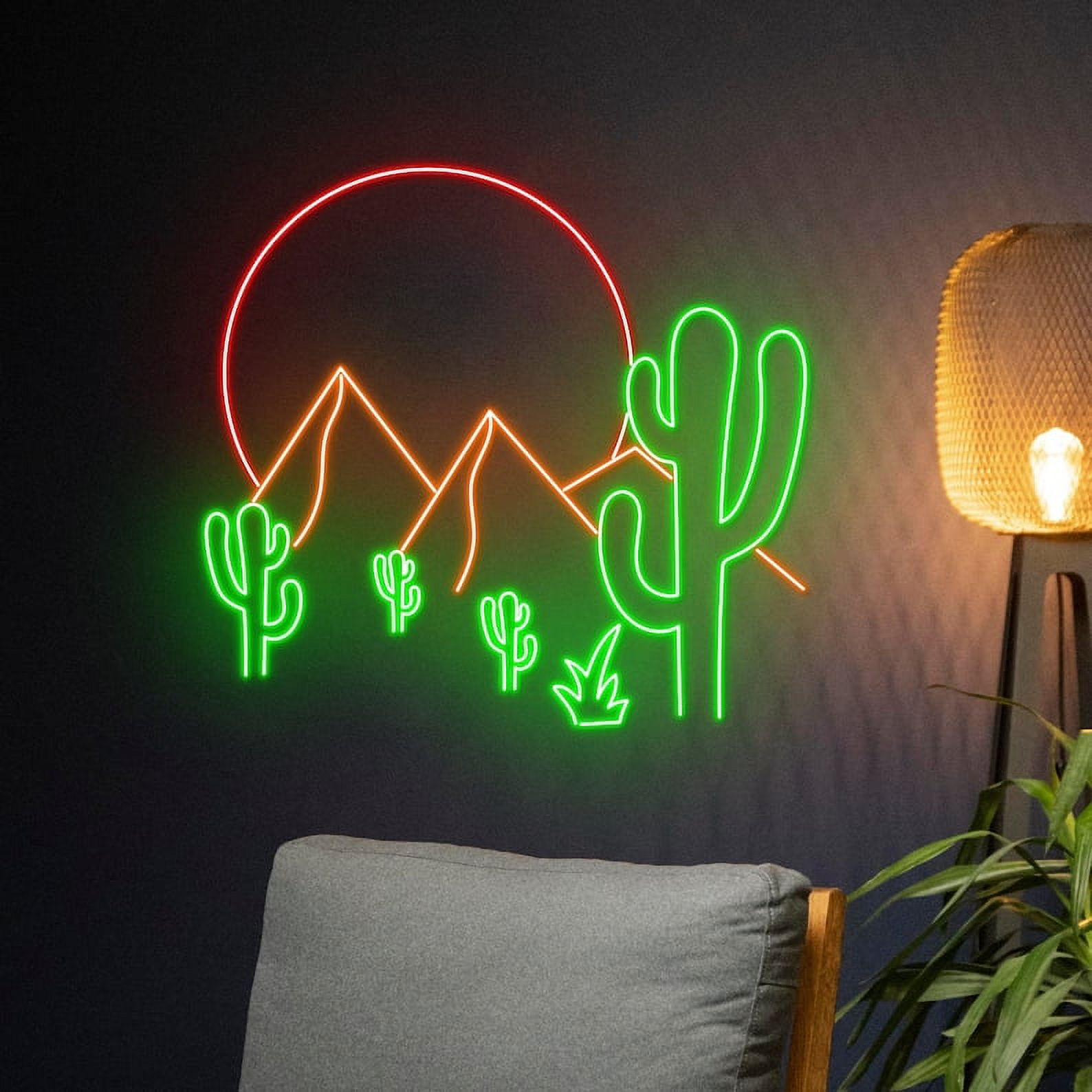 Handmadetneonsign Custom Cactus Desert Sun Neon Sign, Sun Desert Cactus ...