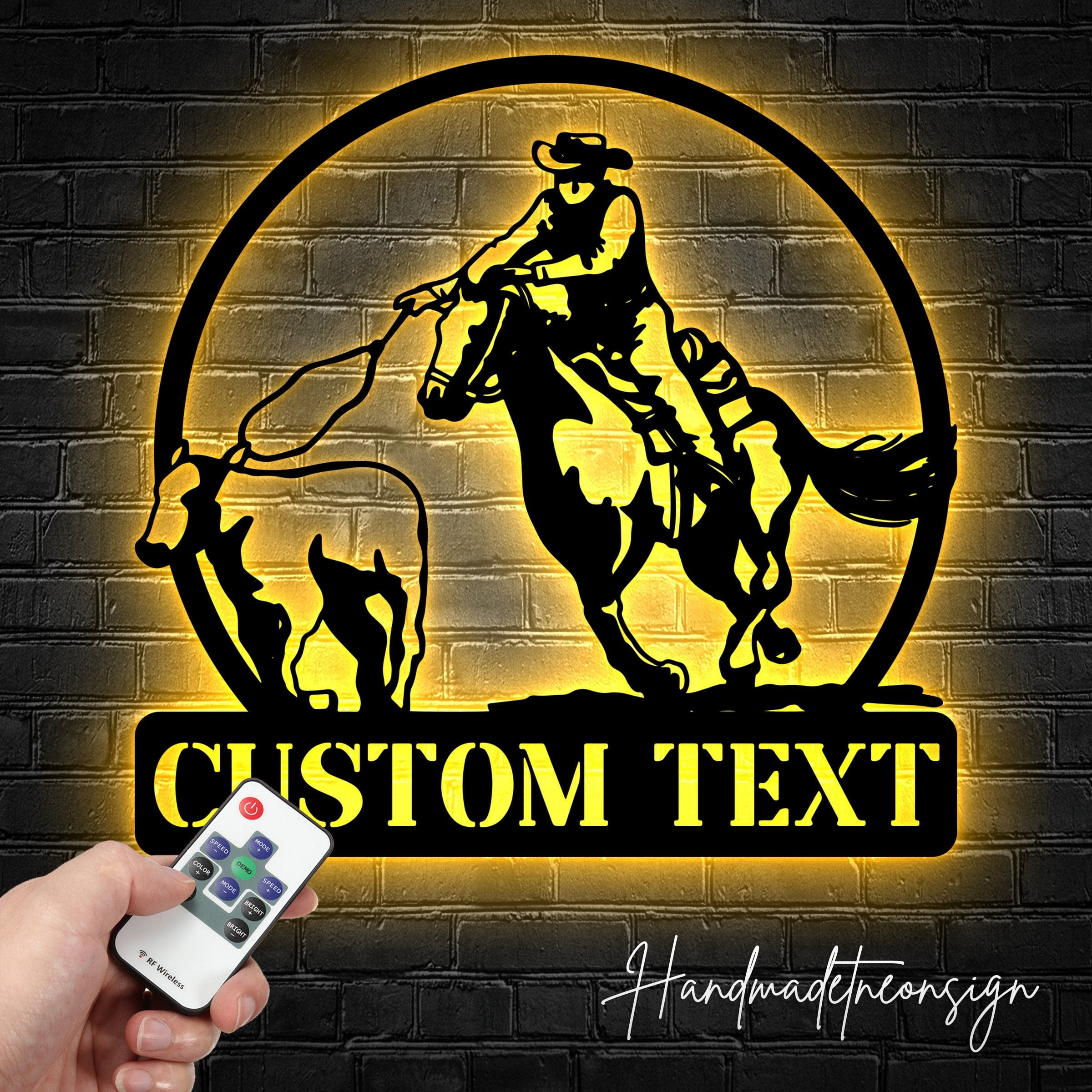 Handmadetneonsign Custom Calf Roper Metal Wall Art LED Light ...