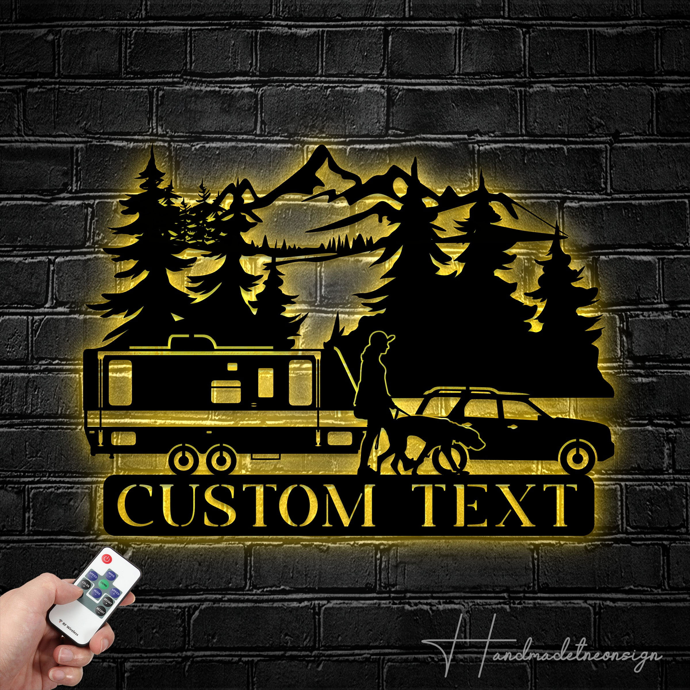 Handmadetneonsign Custom Camping Metal Wall Art LED Light, Waking Metal ...