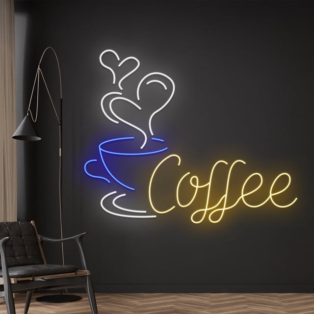 Handmadetneonsign Custom Coffee Cup with Love Neon Sign, Coffee LED ...