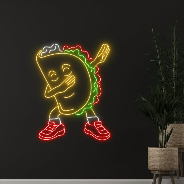 Handmadetneonsign Custom Dabbing Tacos Neon Sign, Tacos LED Light, Taco ...