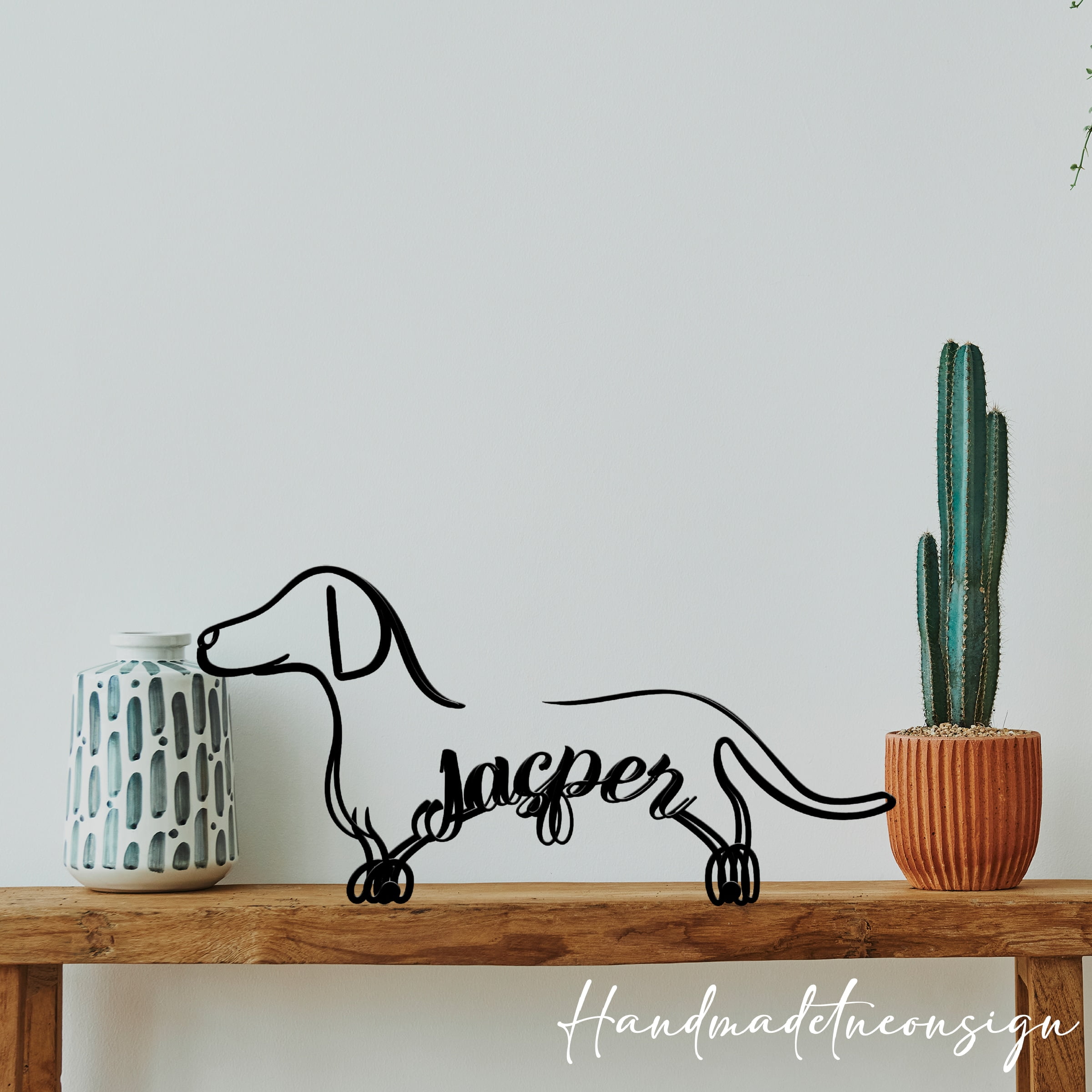 Handmadetneonsign Custom Dachshund Metal Desk, Dachshund Metal Table ...