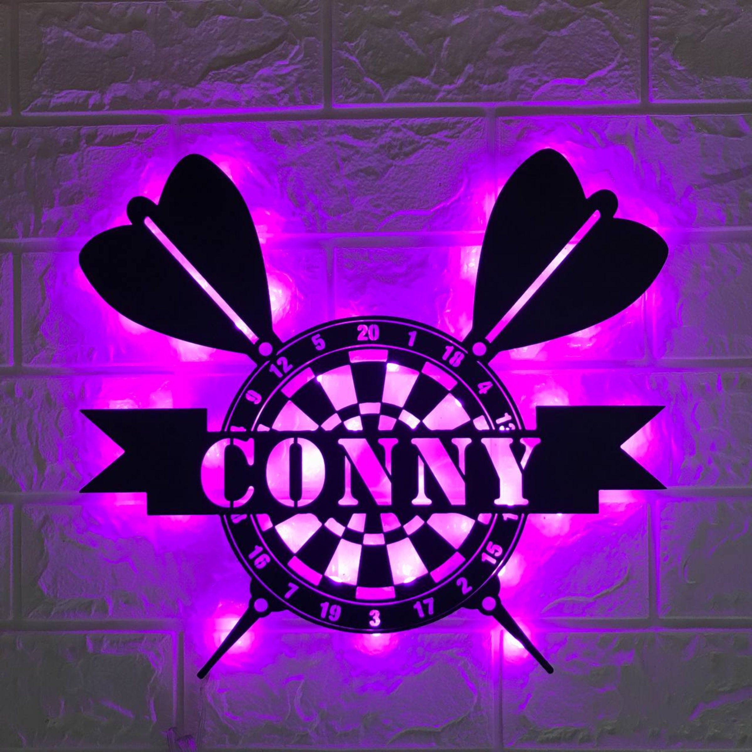 Handmadetneonsign Custom Darts Cross Dartboard Metal Wall Art LED Light ...