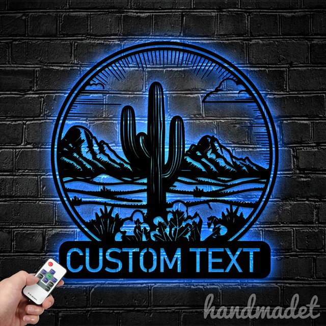 Handmadetneonsign Custom Desert Metal Wall Art LED Light, Desert Metal ...
