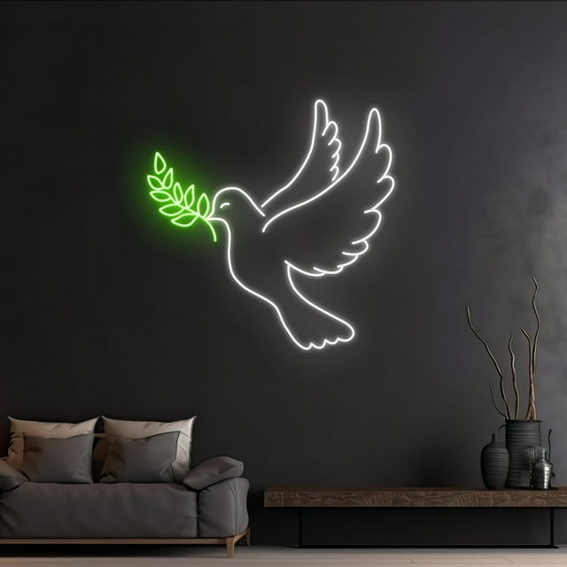 Handmadetneonsign Custom Dove Neon Sign, Flying Pigeon LED Light, Peace ...