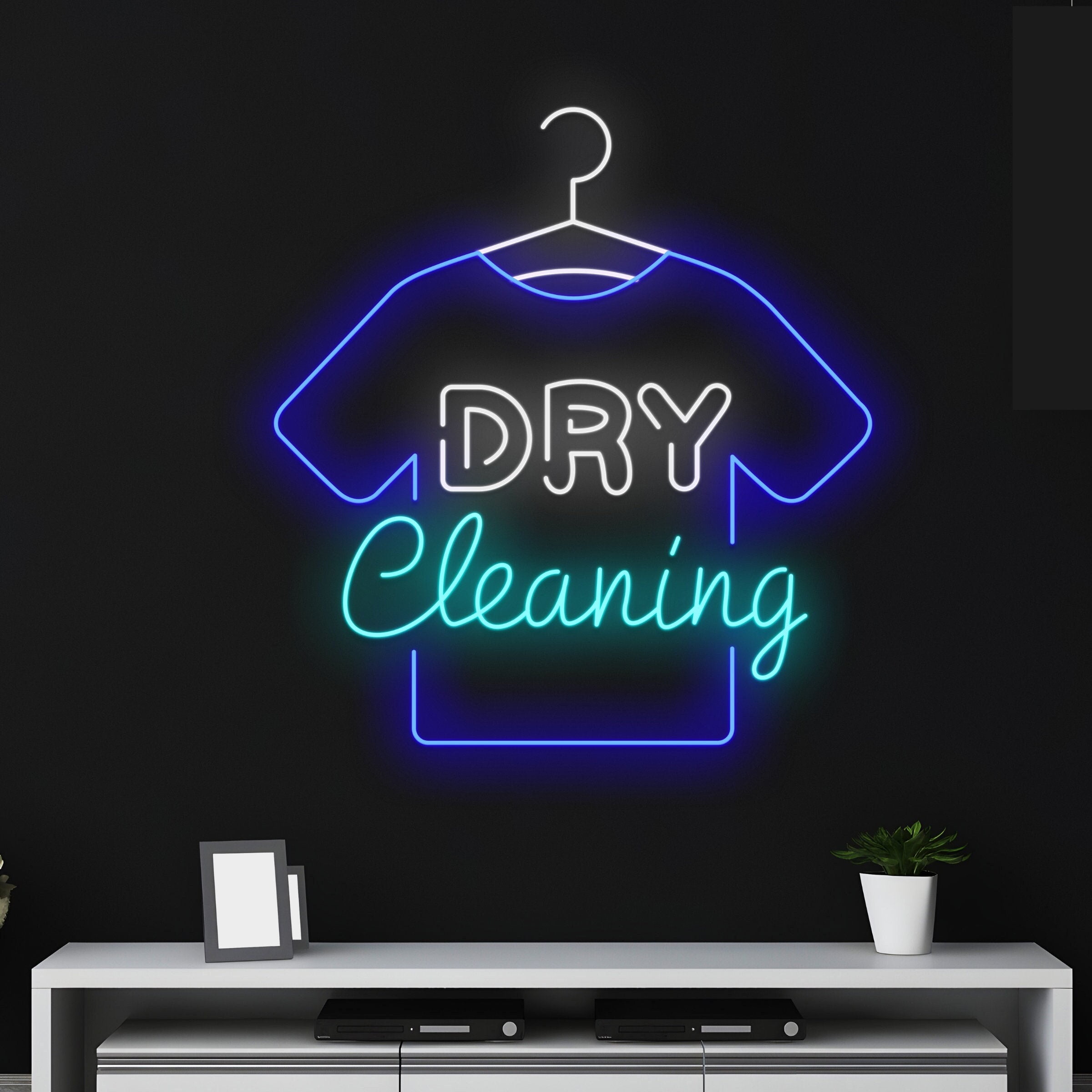 Handmadetneonsign Custom Dry Cleaning Led Sign, Wardrobe Hanger Neon ...