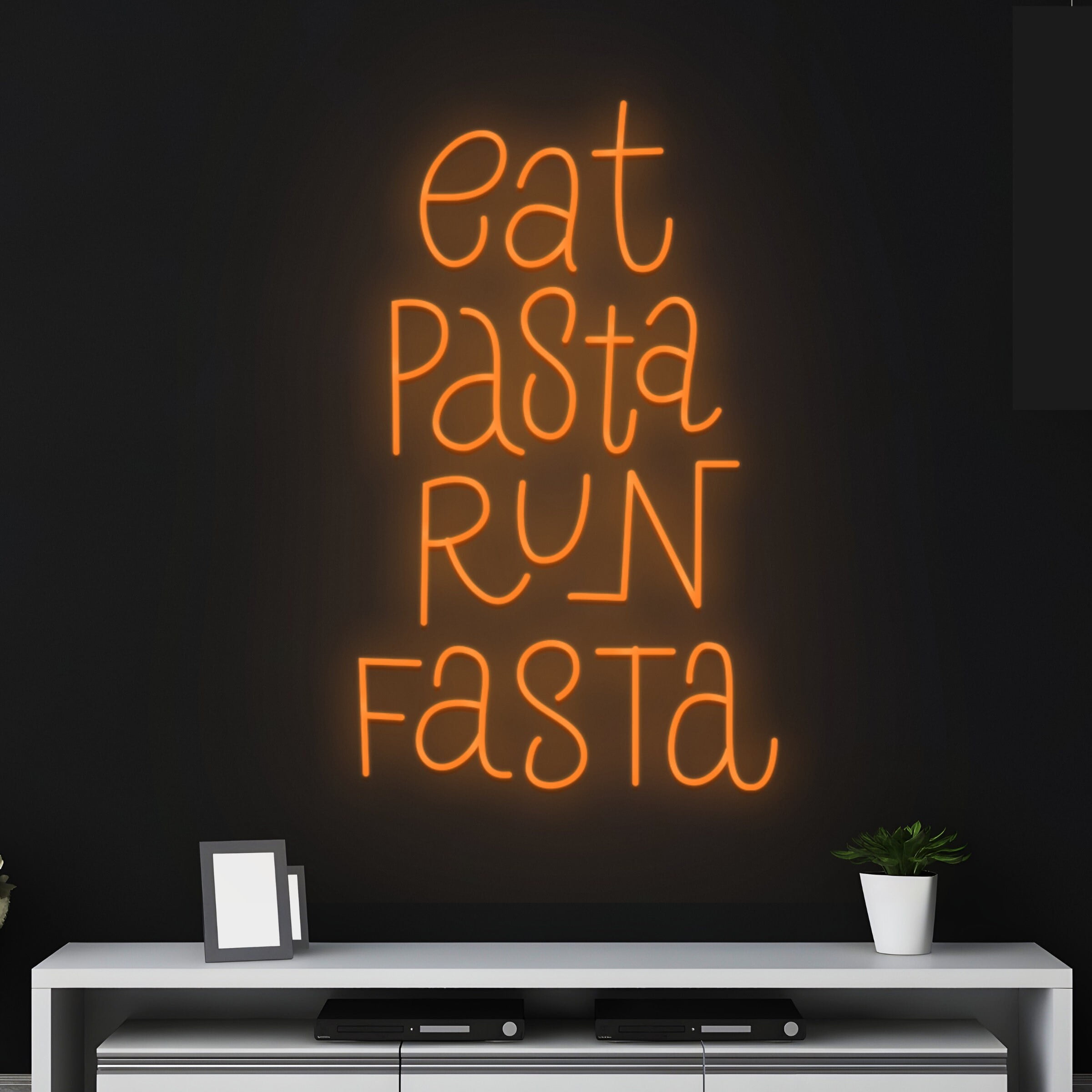 Handmadetneonsign Custom Eat Pasta Run Fasta Neon Sign, Custom Name LED ...