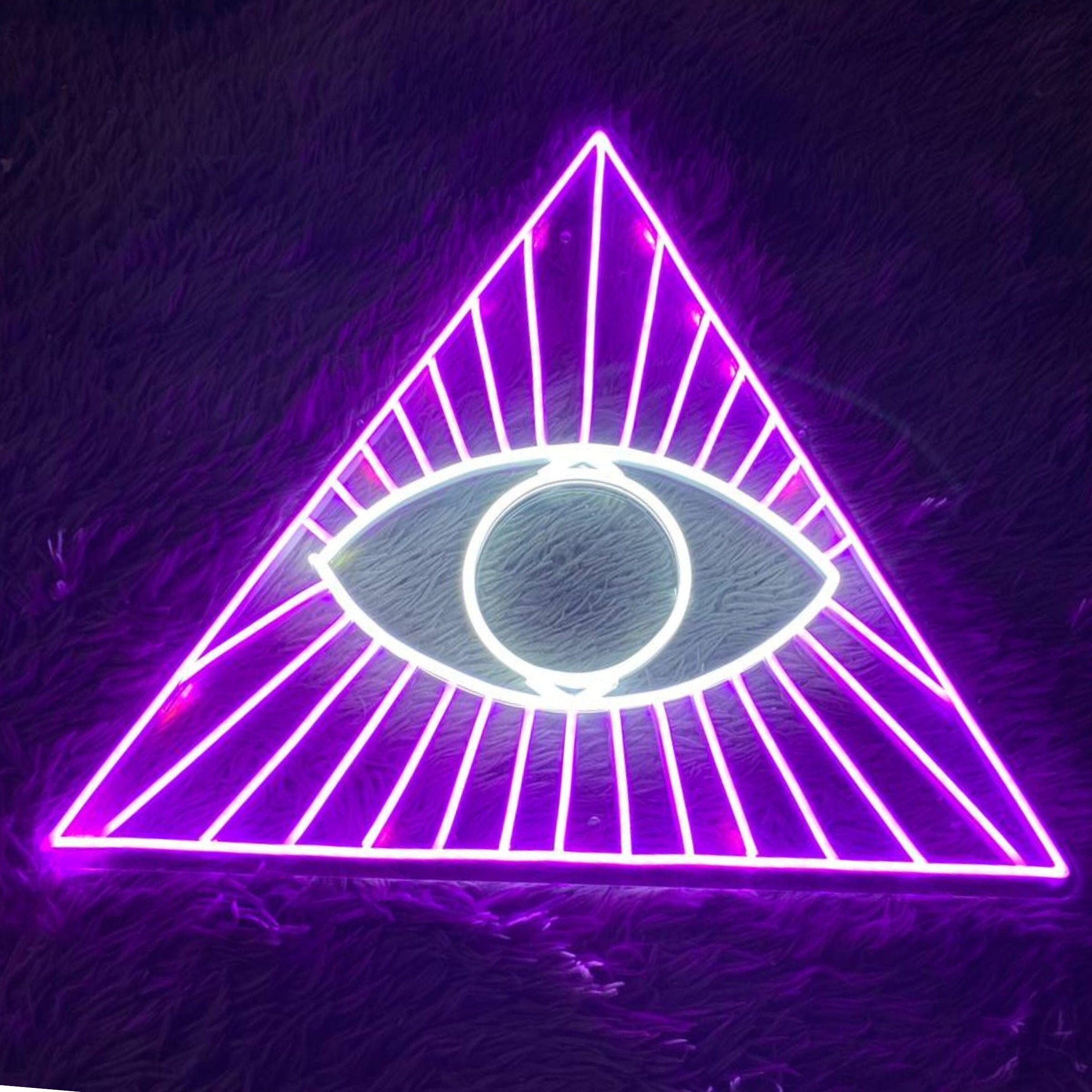 Handmadetneonsign Custom Eye in Triangle Neon Sign, Eye in Pyramid LED ...