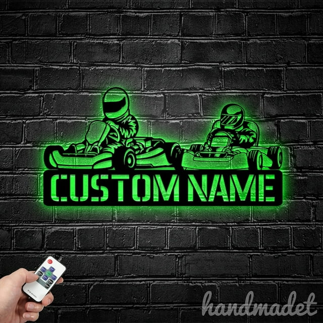 Handmadetneonsign Custom Father Son Go Kart Metal Wall LED Light, Dirt ...