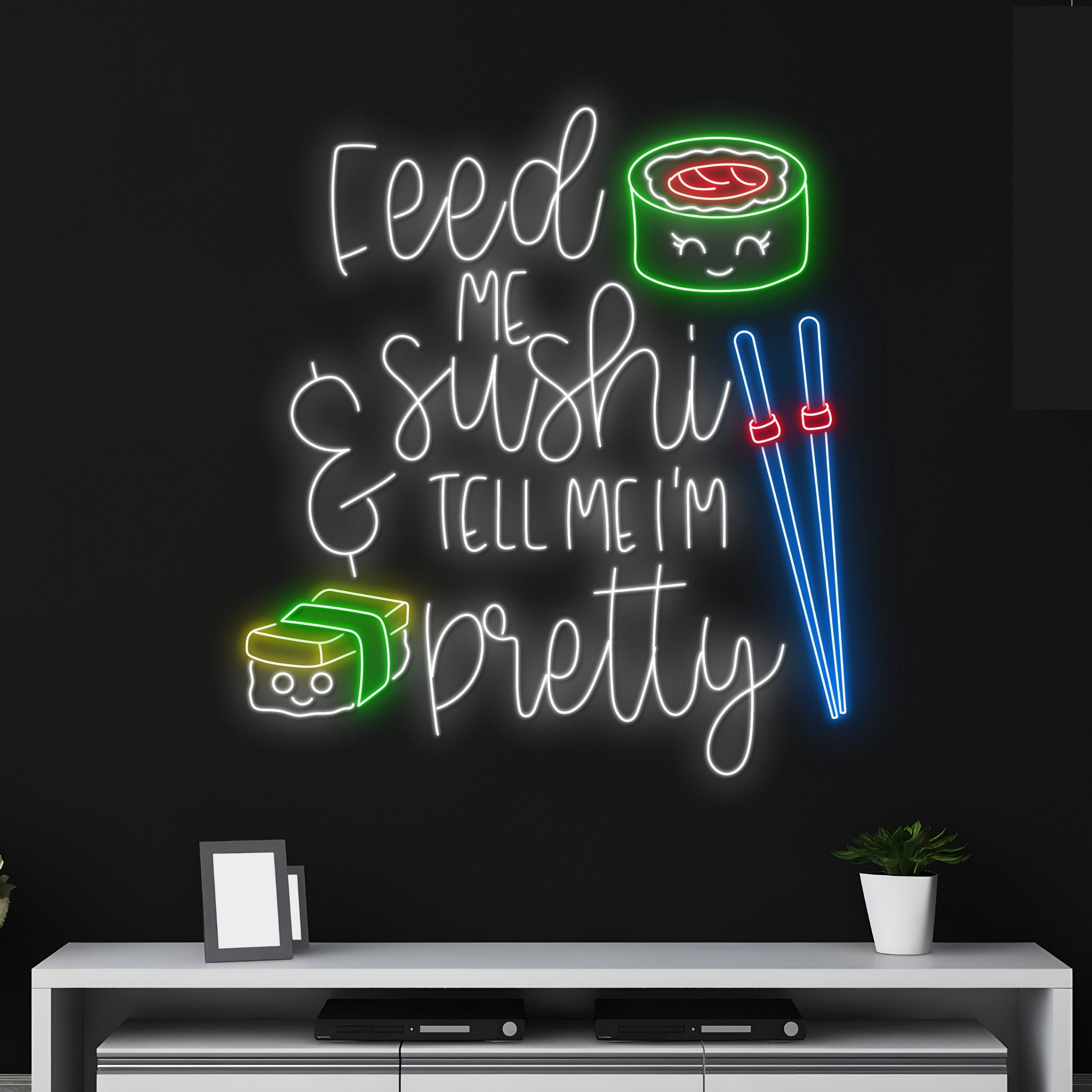 Handmadetneonsign Custom Feed Me Sushi & Tell Me I'm Pretty Neon Sign ...