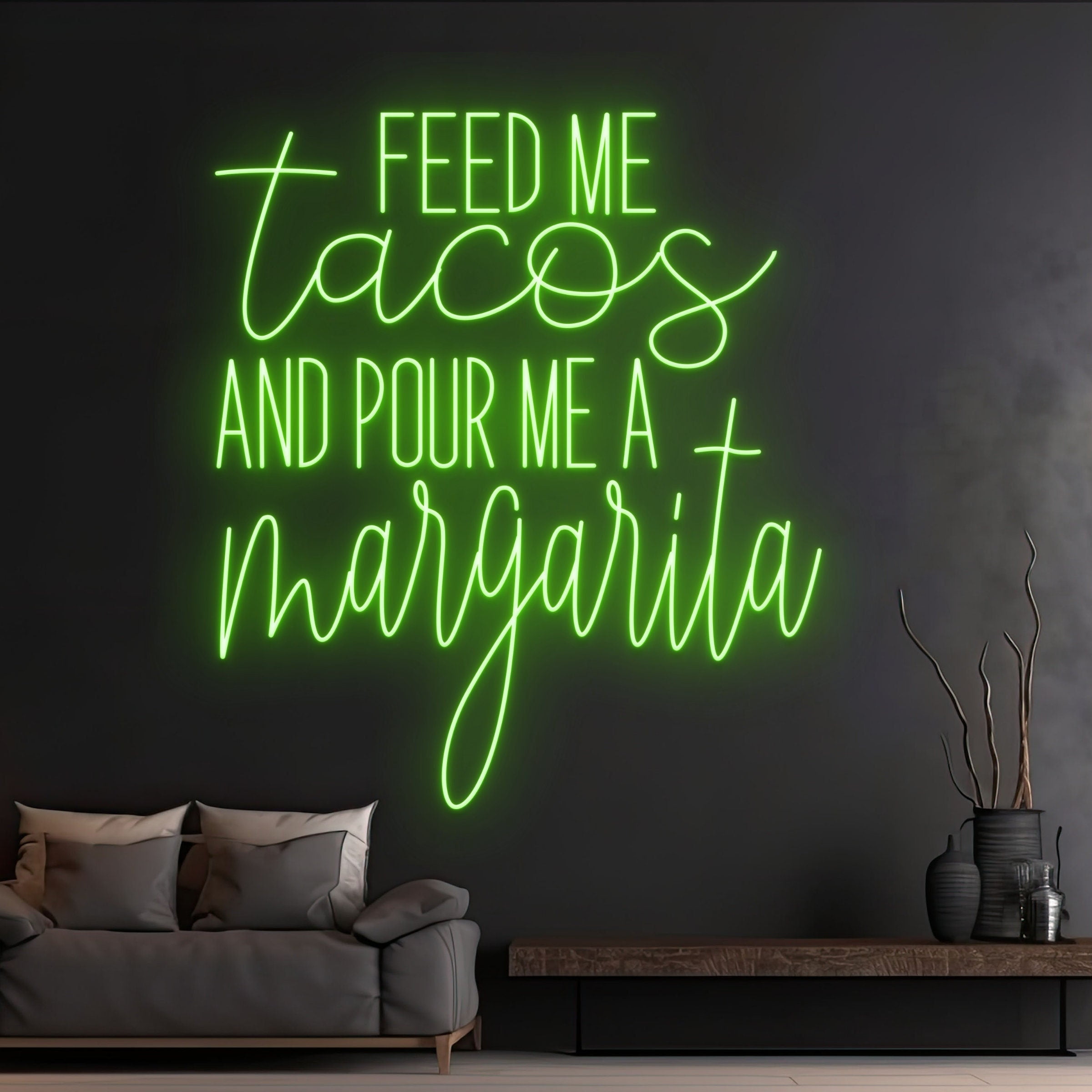 Handmadetneonsign Custom Feed Me Tacos and Pour Me A Margarita Neon ...