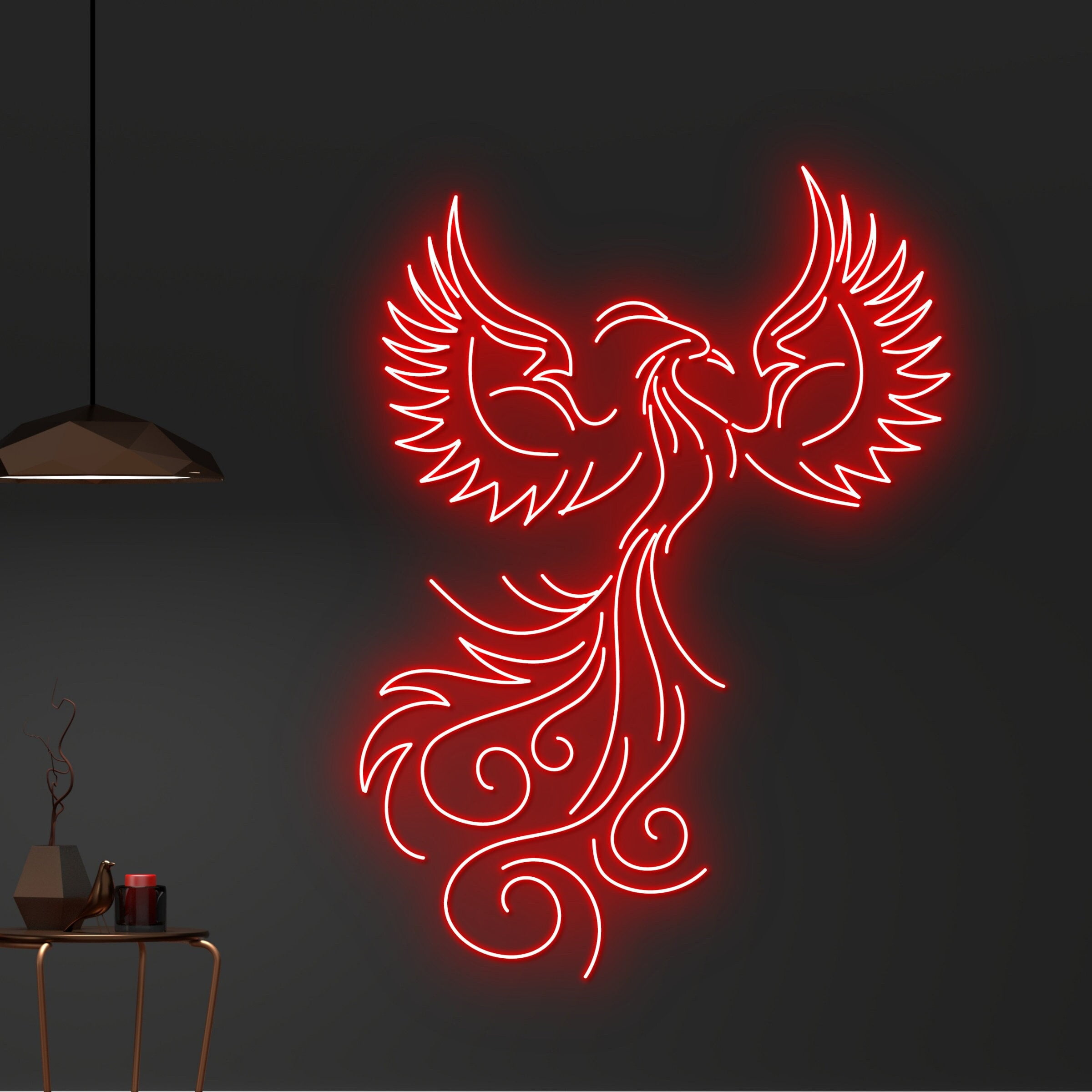 Handmadetneonsign Custom Fiery Phoenix Neon Sign, Mythical Phoenix LED ...