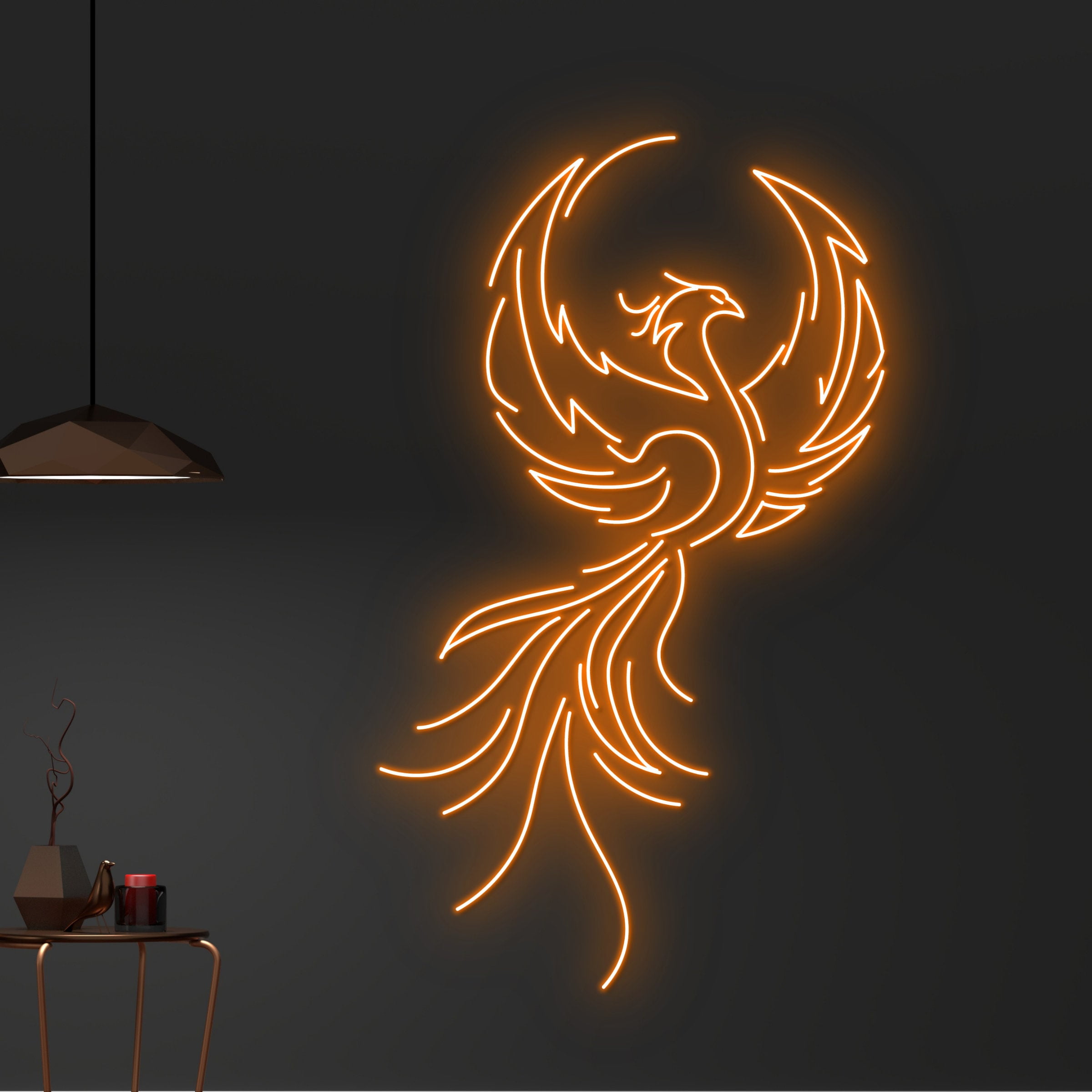 Handmadetneonsign Custom Fiery Phoenix Neon Sign, Mythical Phoenix LED ...