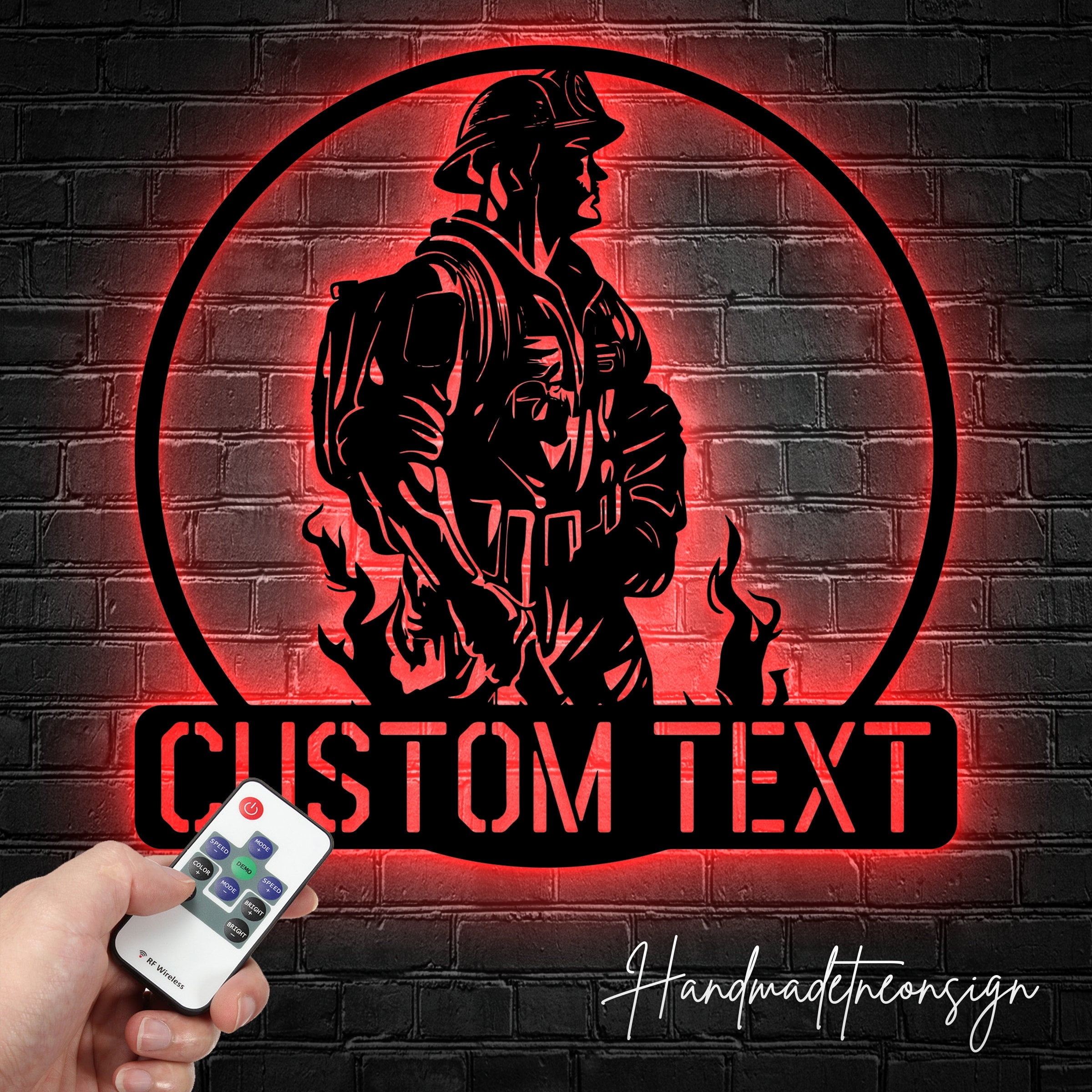 Handmadetneonsign Custom Fire Fighter Metal Wall Art LED Light ...