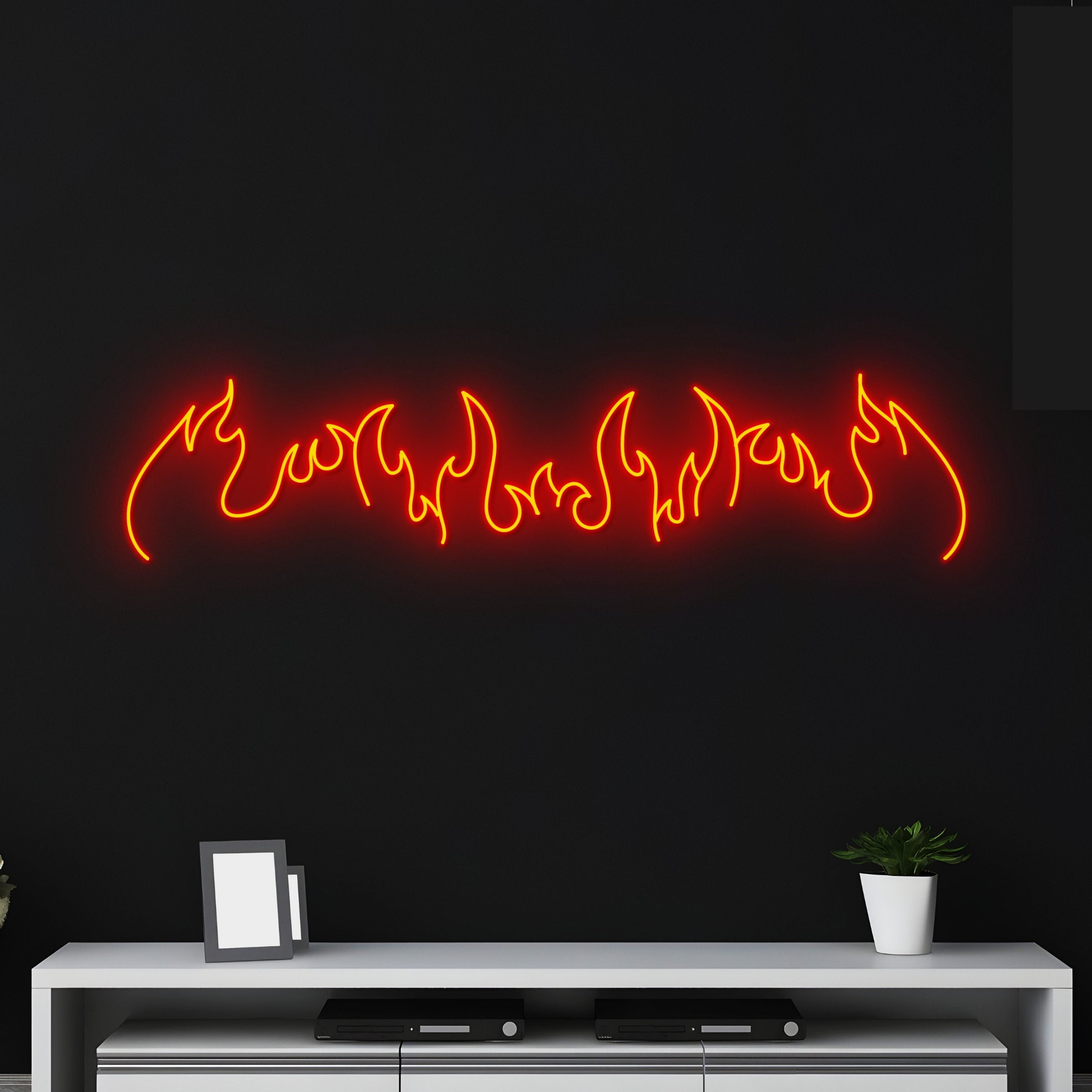 Handmadetneonsign Custom Fire Neon Sign, Flame Neon Light, Flame Fire ...