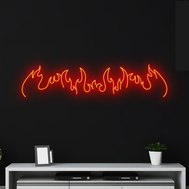 Handmadetneonsign Custom Fire Neon Sign, Flame Neon Light, Flame Fire ...
