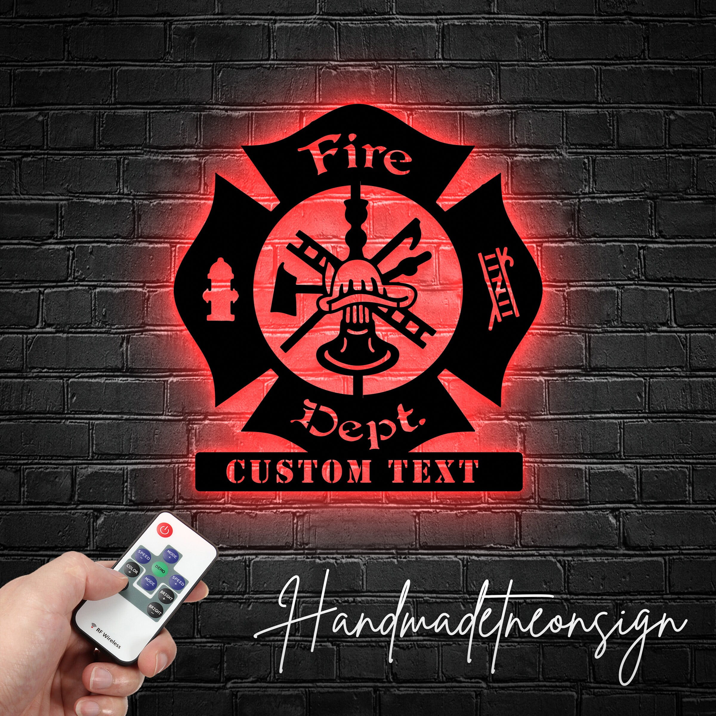 Handmadetneonsign Custom Firefighter Maltese Cross Metal Wall Art LED ...