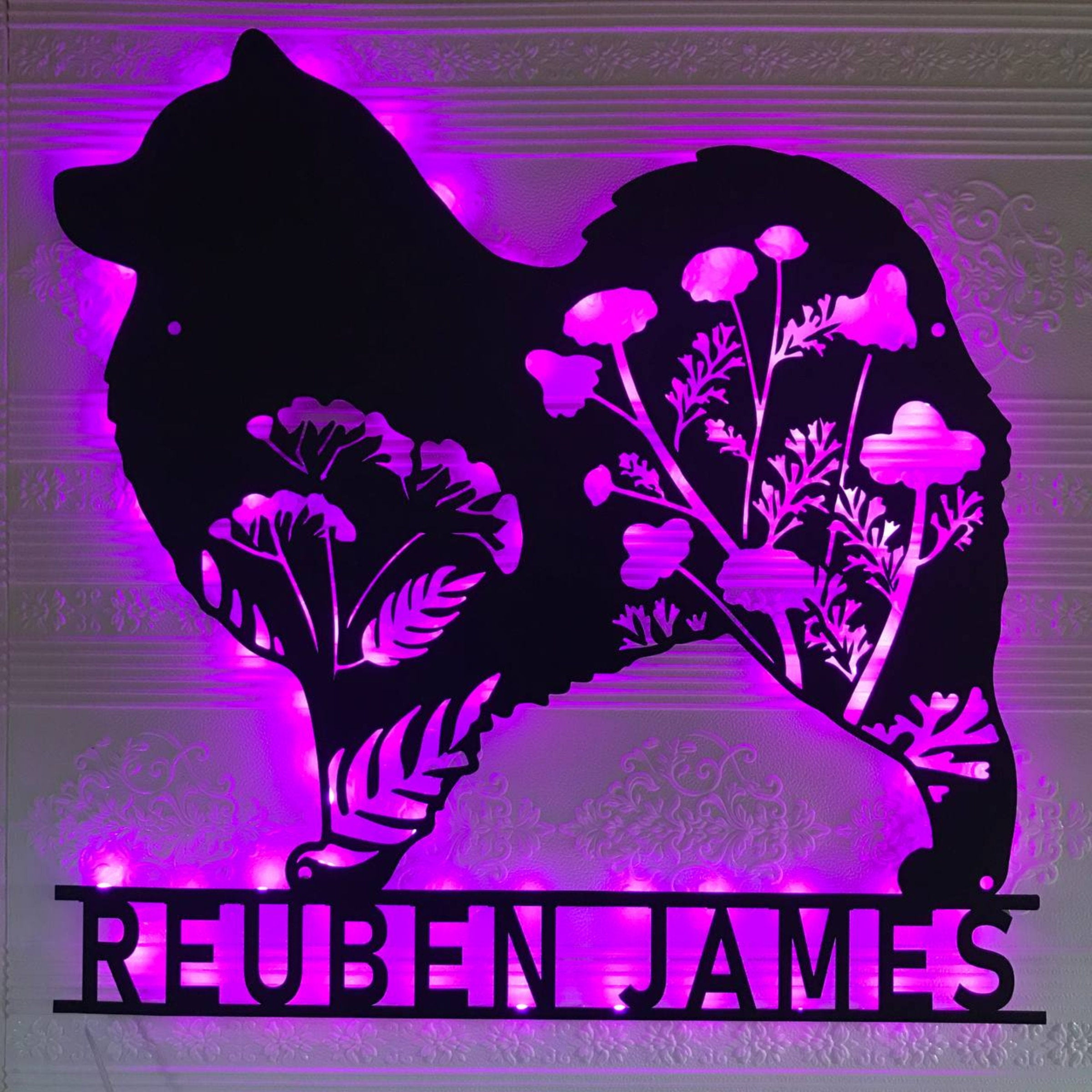 Handmadetneonsign Custom Floral Samoyed Metal Wall Art LED Light ...