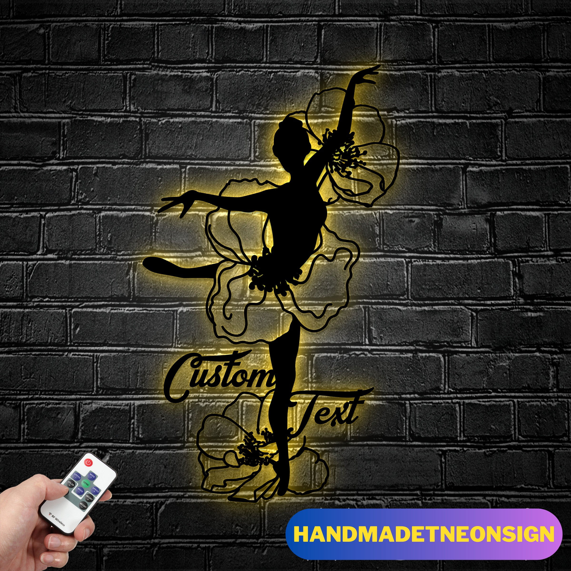 Handmadetneonsign Custom Flower Ballerina Dance Metal Wall LED Light ...