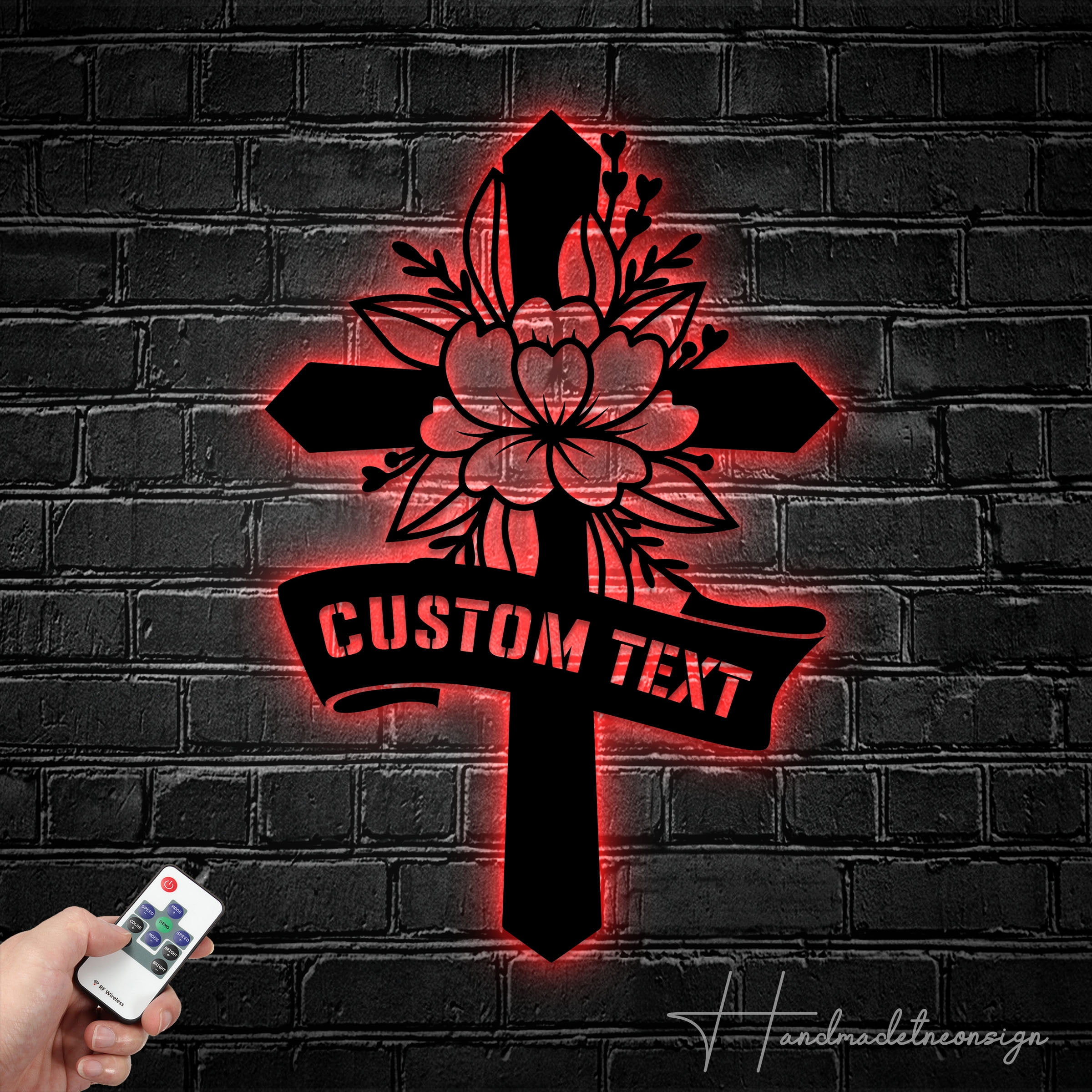 Handmadetneonsign Custom Flower Cross Metal Wall Art LED Light - Christ ...