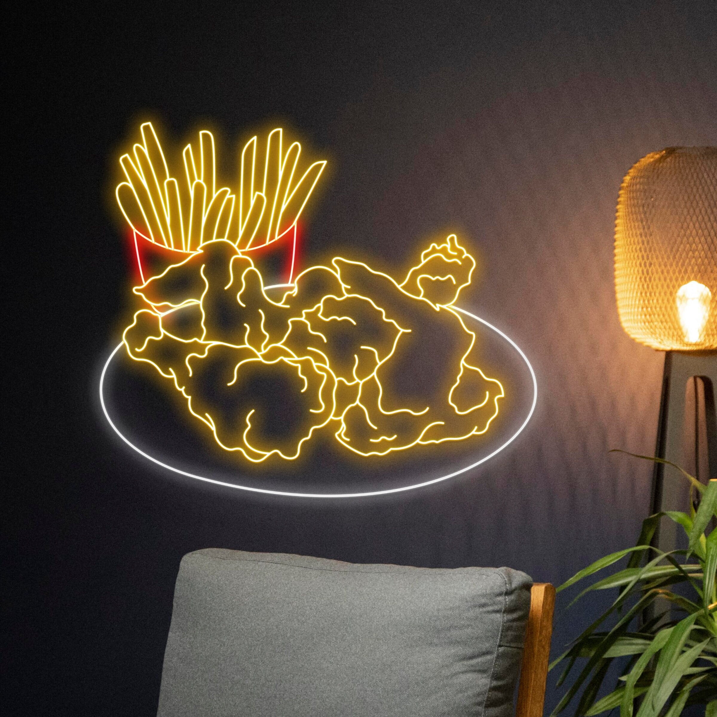 Handmadetneonsign Custom French Fried Chicken Neon Sign, Chicken French ...
