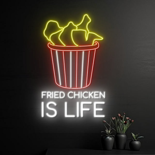 Handmadetneonsign Custom Fried Chicken Is Life Neon Sign, Fried Chicken ...