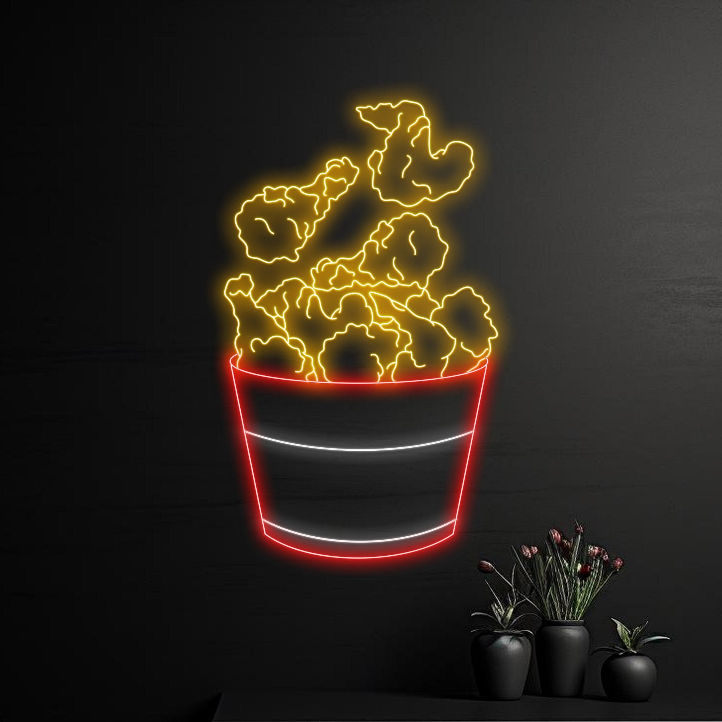 Handmadetneonsign Custom Fried Chicken Neon Sign, Fried Chicken Led ...