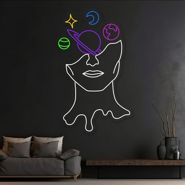 Handmadetneonsign Custom Galaxy Brain Led Sign, Space Head Neon Sign ...