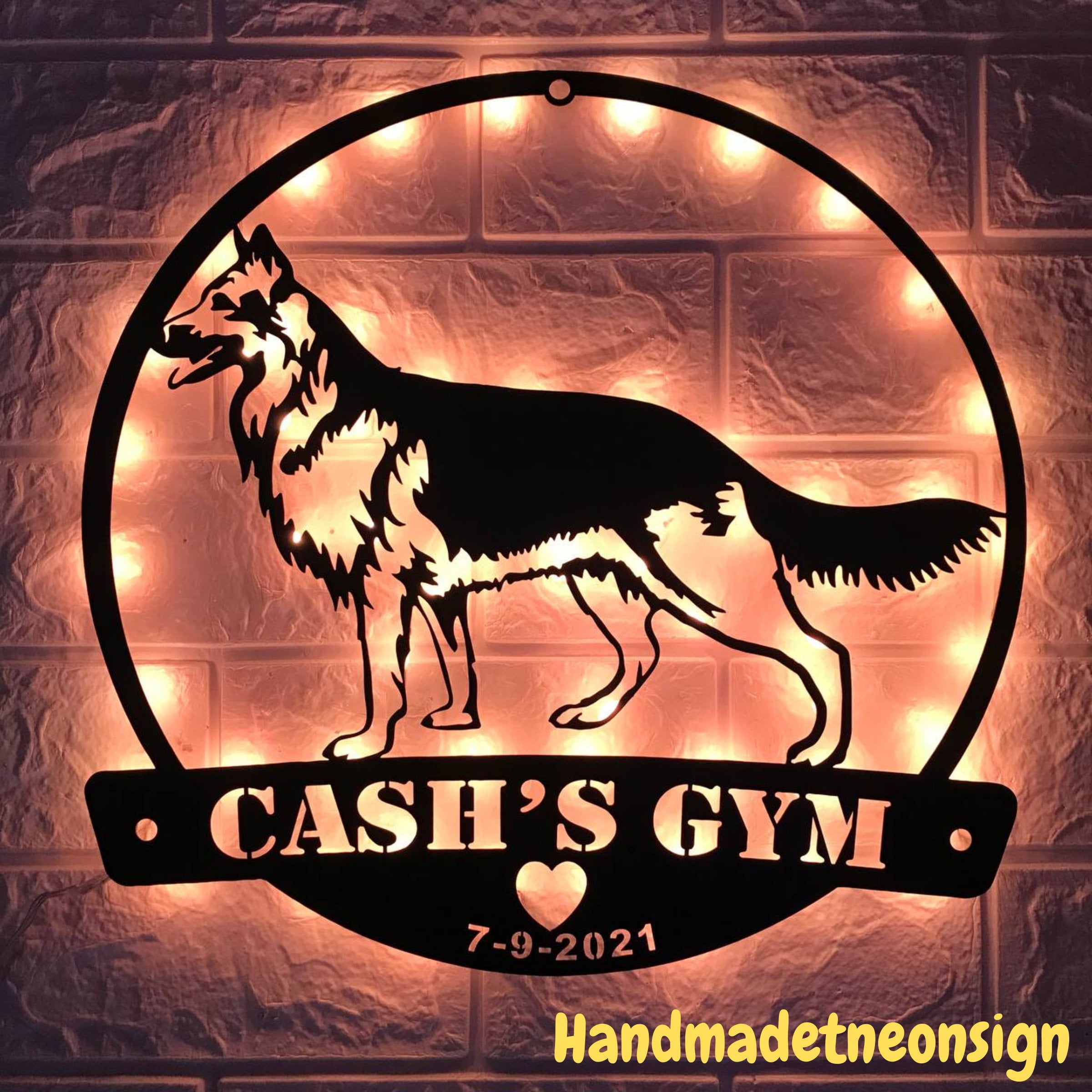 Handmadetneonsign Custom German Shepherd Metal Wall Art LED Light ...
