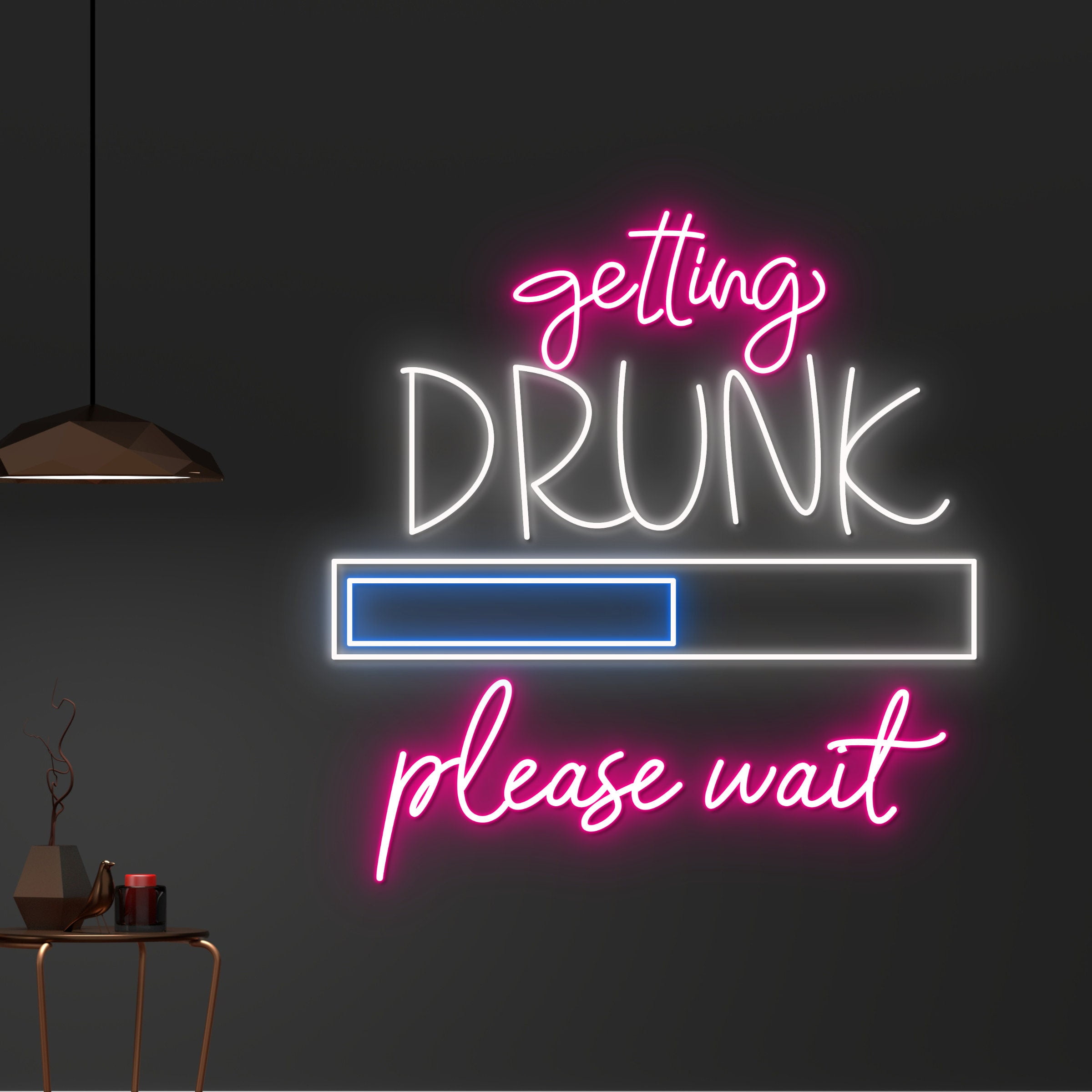 Handmadetneonsign Custom Getting Drunk Please Wait Neon Sign, Wine ...