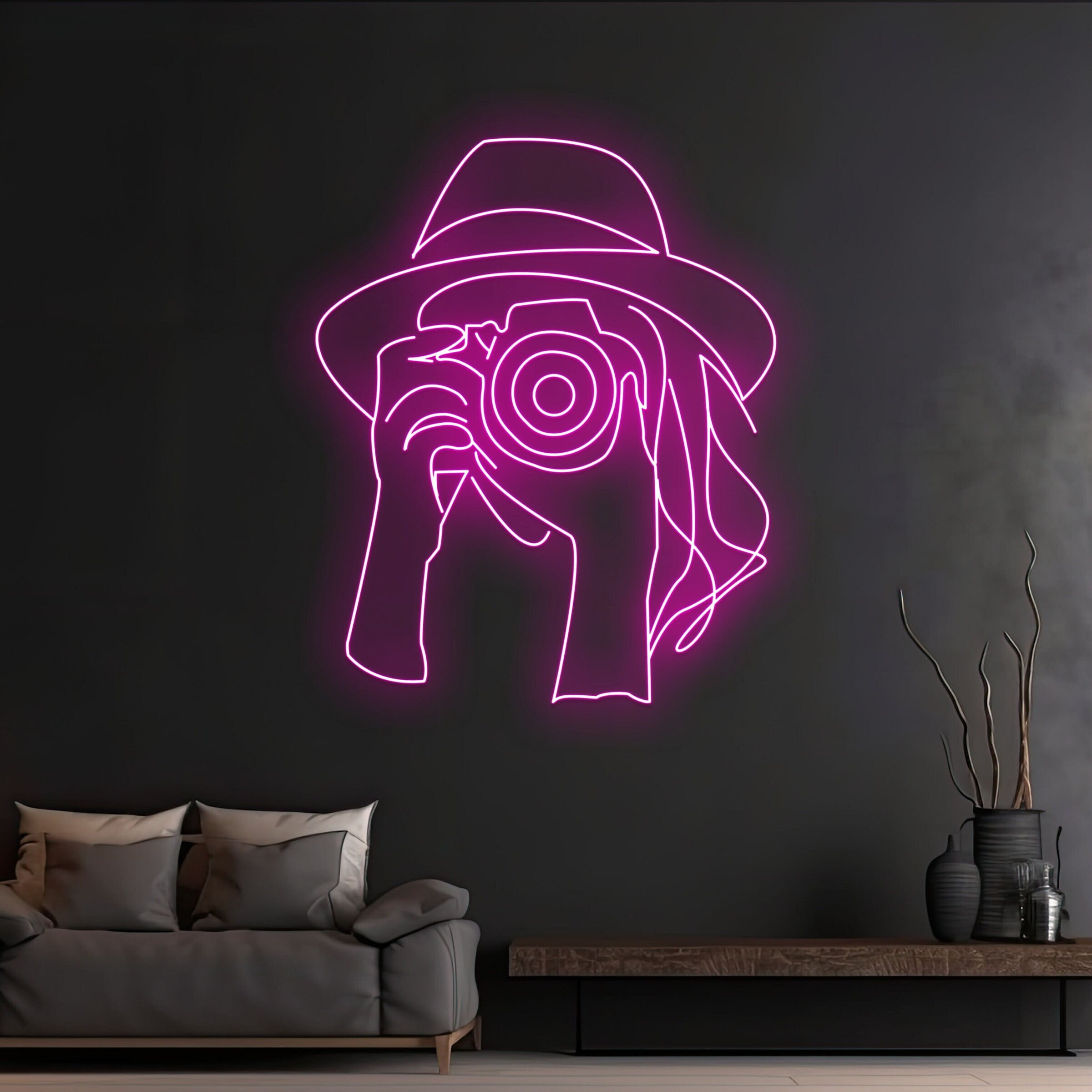 Handmadetneonsign Custom Girl Photographer Neon Sign, Lady Takes Photo ...