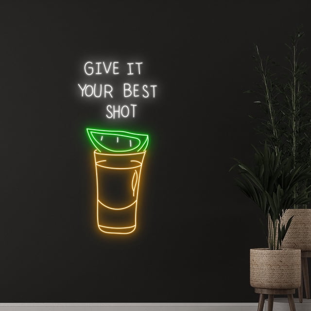 Handmadetneonsign Custom Give It Your Best Shot Neon Sign, Soju Shot ...