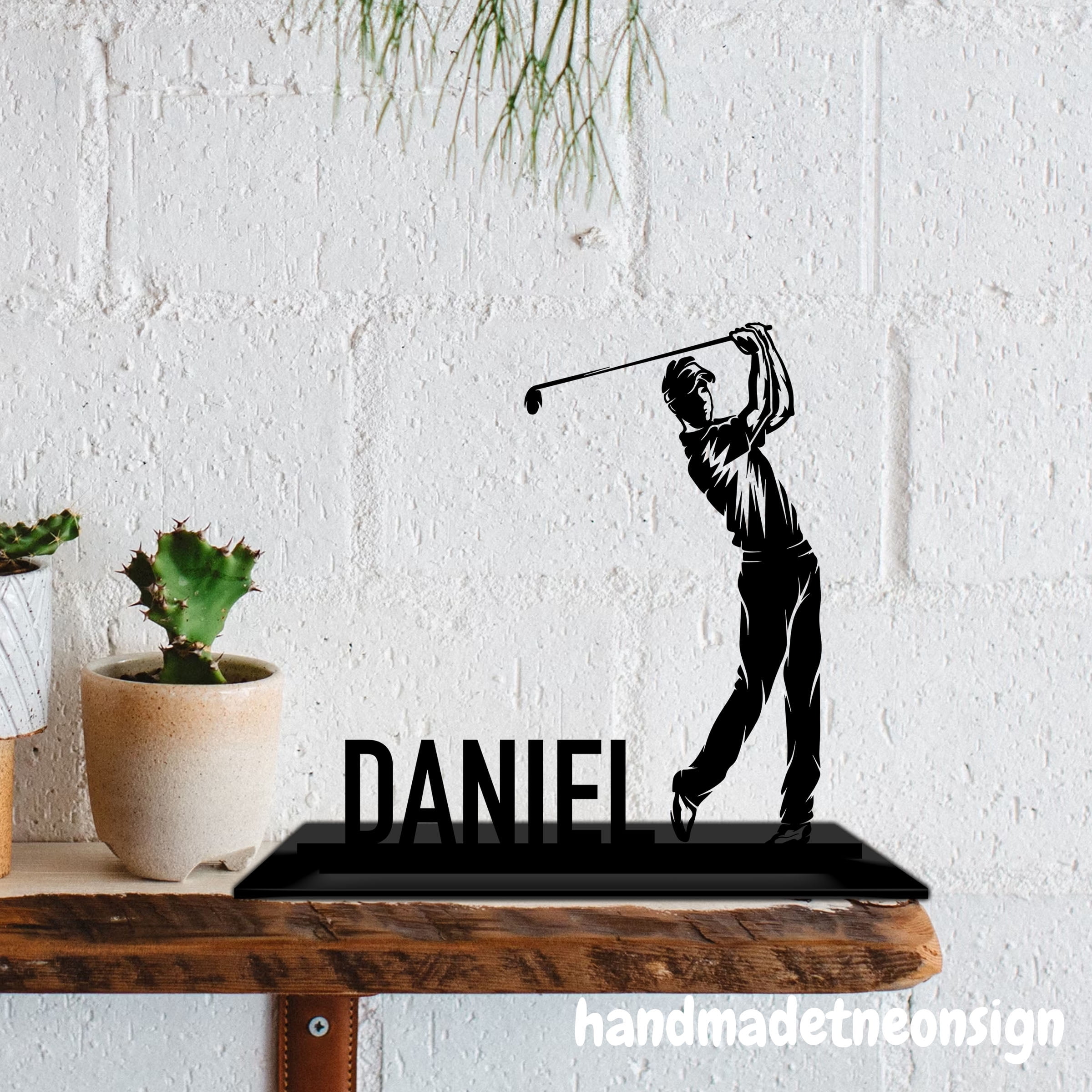 Handmadetneonsign Custom Golf Acrylic Stand, Golfer Name Tabletop Decor ...