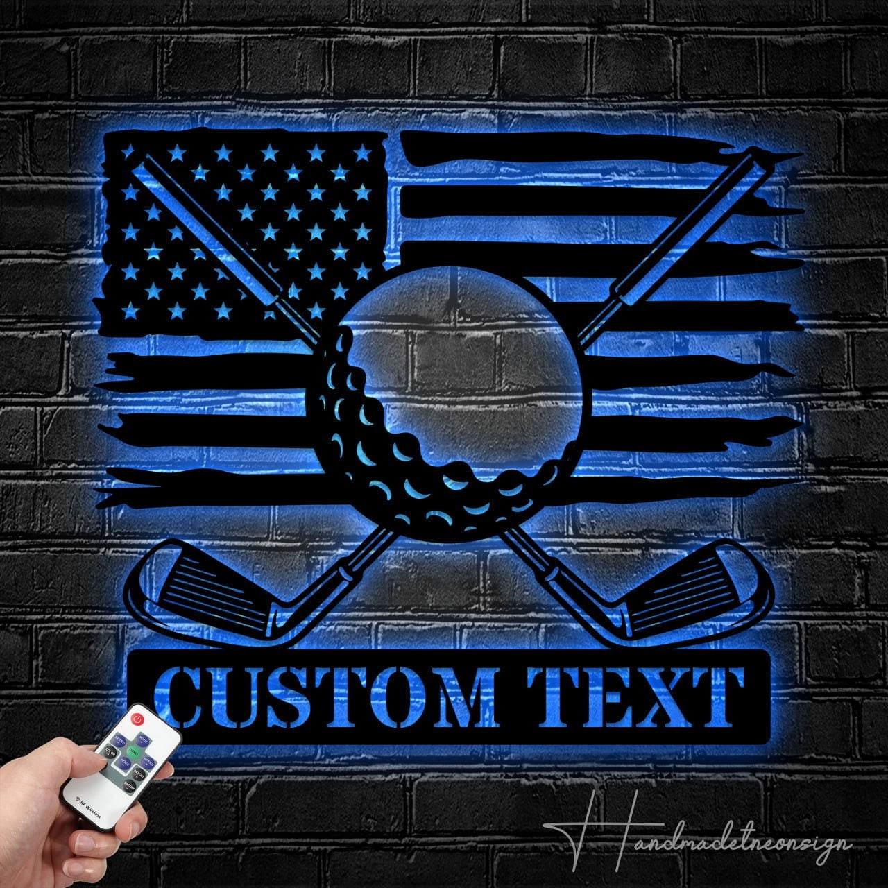 Handmadetneonsign Custom Golf American Flag Metal Wall Art LED Light ...