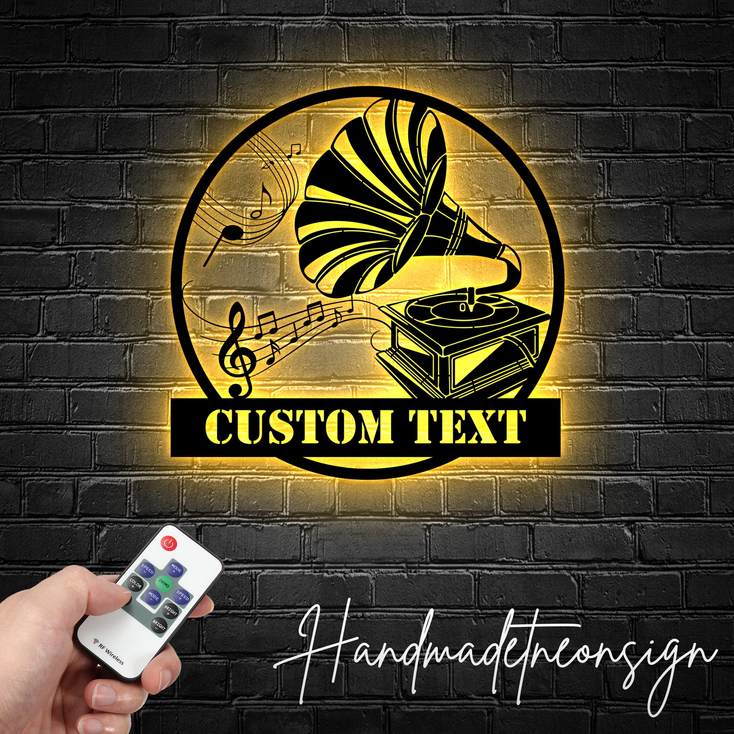 Handmadetneonsign Custom Gramophone Metal Wall Art LED Light ...