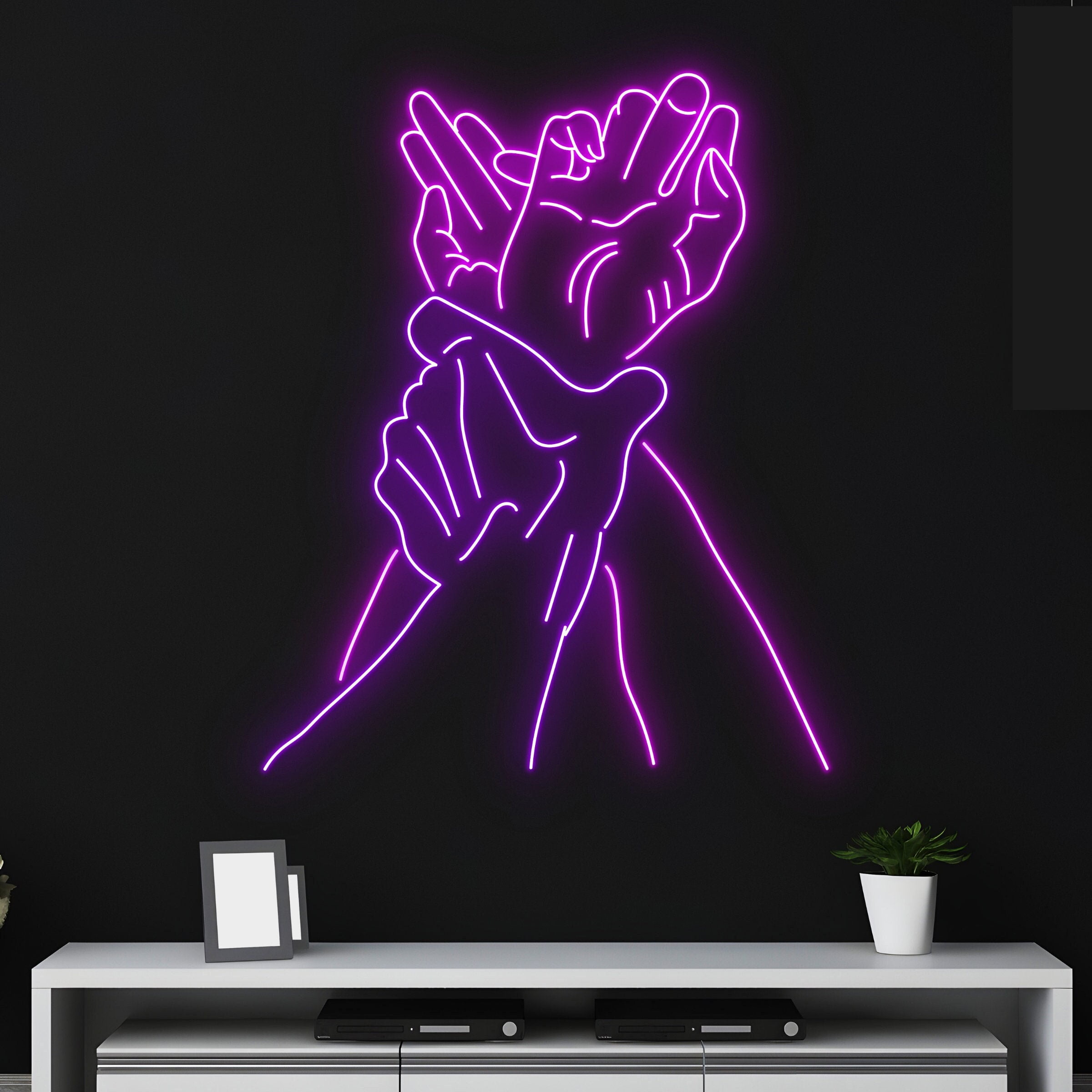 Handmadetneonsign Custom Hands Neon Sign, Hand Holding Hand Led Sign ...