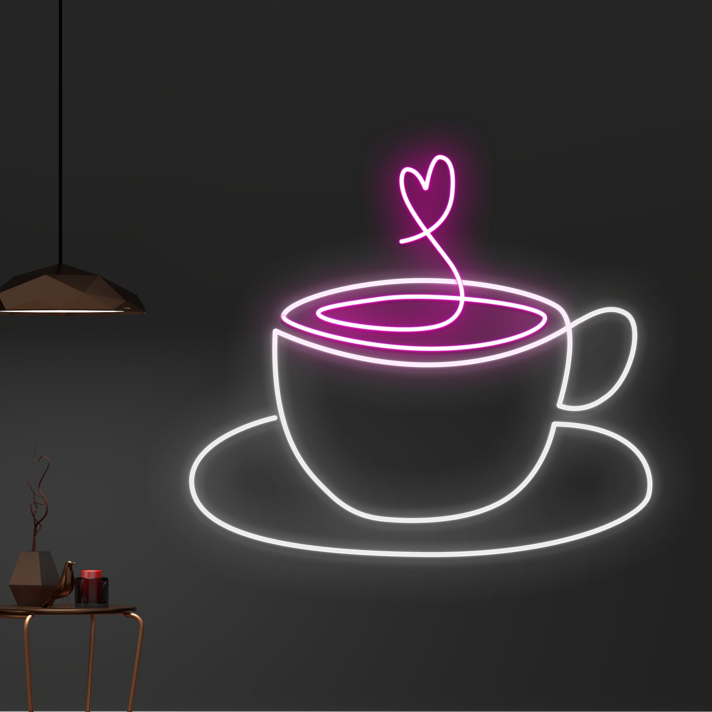 Handmadetneonsign Custom Heart Coffee Cup Neon Sign, Love Tea Cup Neon ...