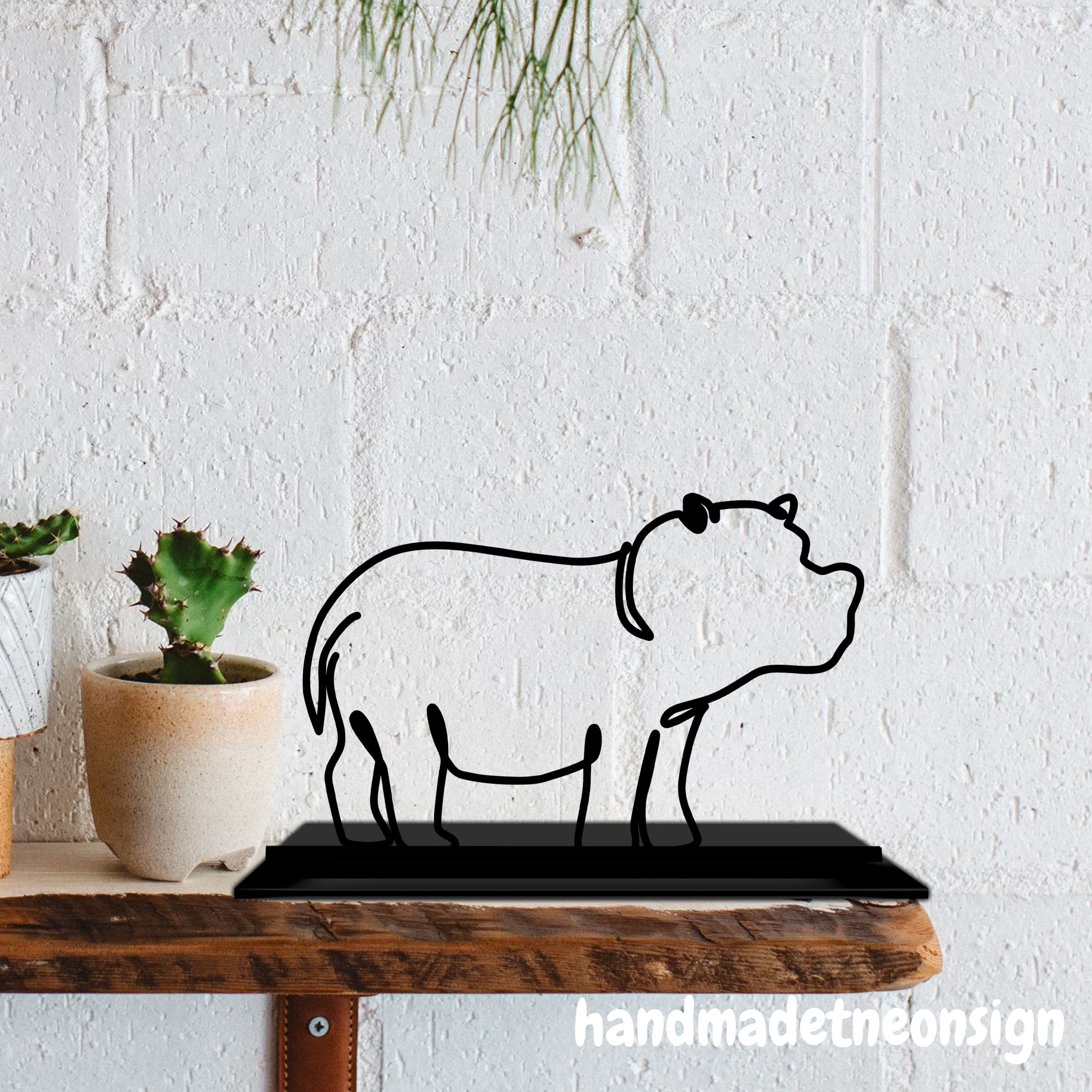 Handmadetneonsign Custom Hippo Line Art Acrylic Stand, Tabletop Decor ...