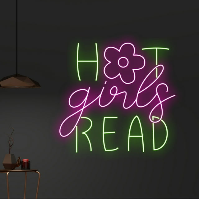 Handmadetneonsign Custom Hot Girls Read Neon Sign, Flower Girl Read ...