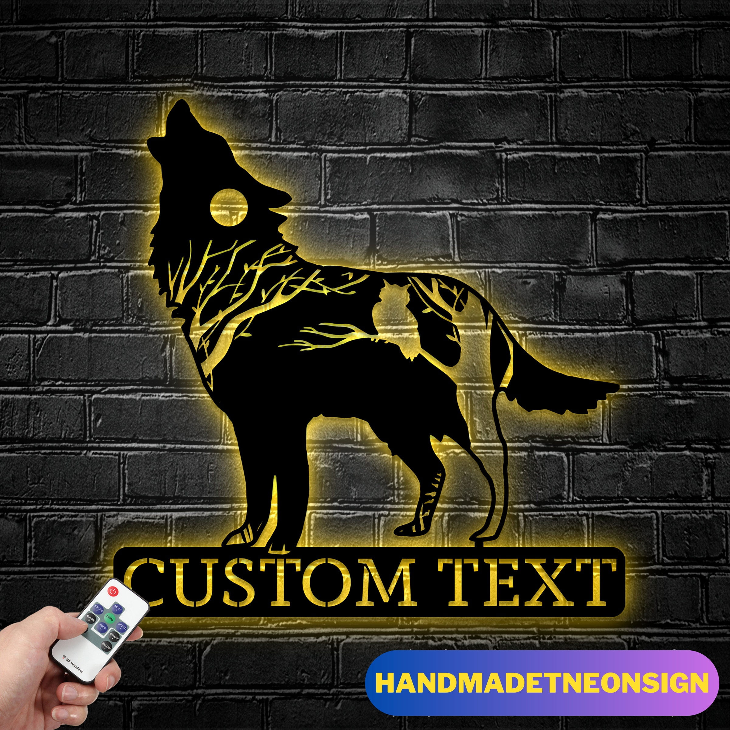 Handmadetneonsign Custom Howling Wolf Metal Wall Art LED Light ...