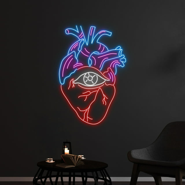 Handmadetneonsign Custom Human Heart Eye Neon Sign, Human Eye Heart LED ...