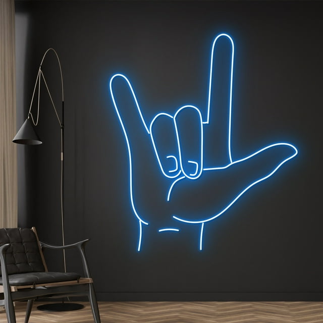 Handmadetneonsign Custom I Love You Sign Language Neon Sign, I Love You ...